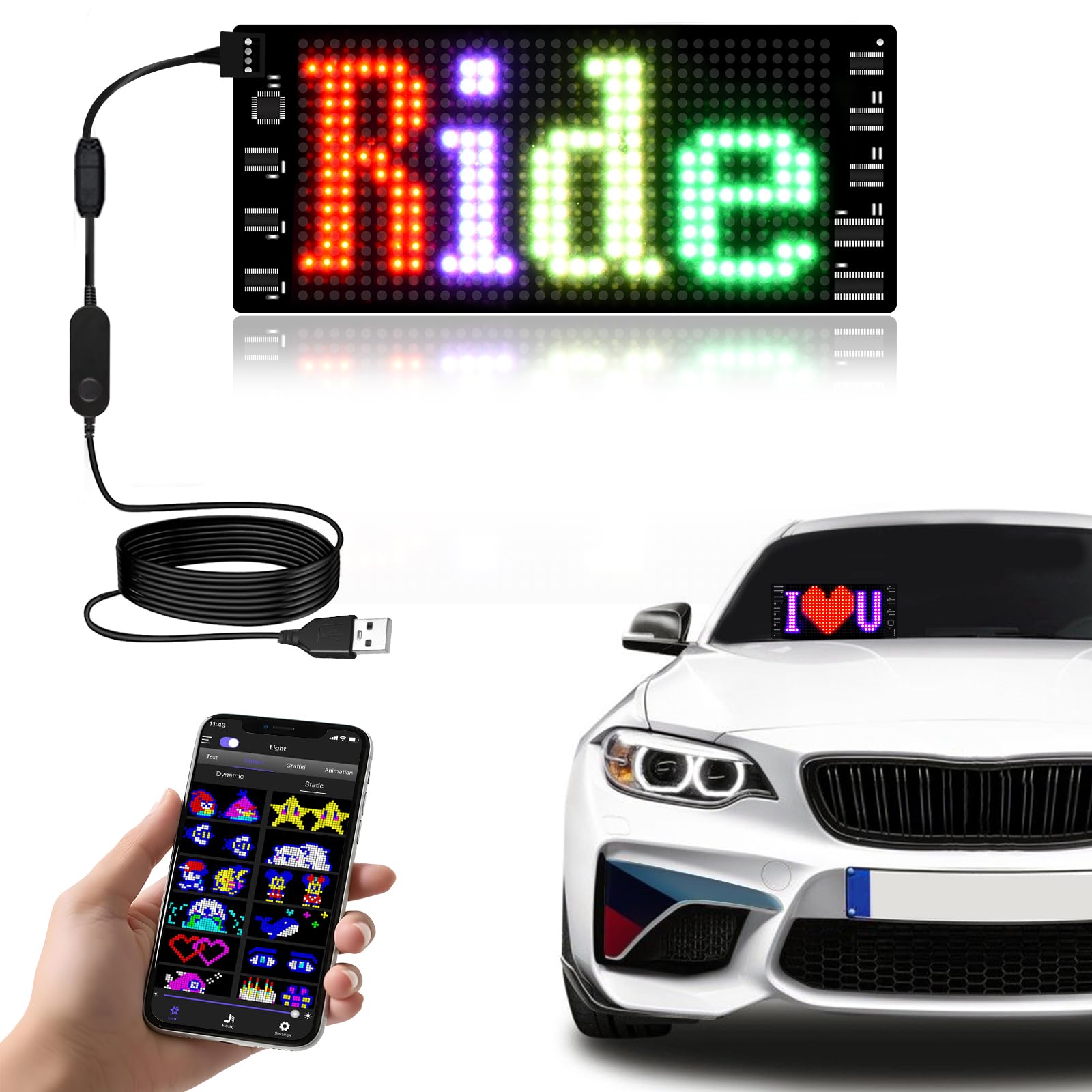Amazon.com: sasecgo Light Signs for Car | Programmable LED Car Sign ...