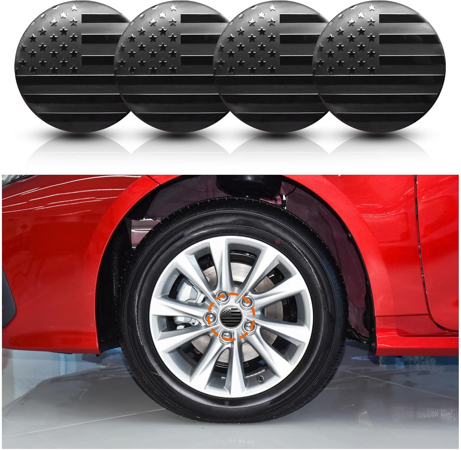Amazon.com: 4PCS Wheel Center Cap Stickers with 3D American Flag Emblem ...