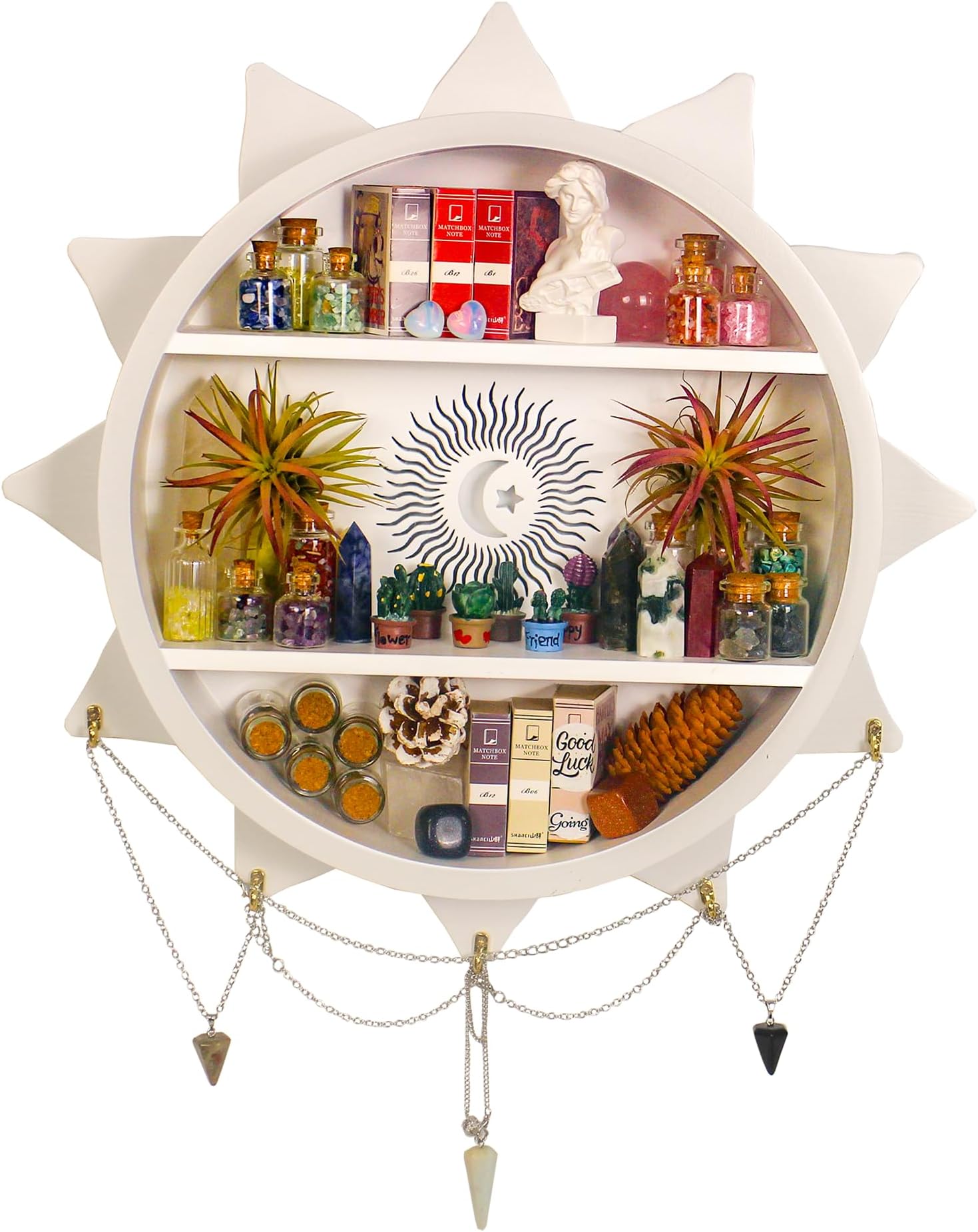 Amazon.com: Crescent Moon Shelf Decor - Wooden Moon Shelf for Crystals ...