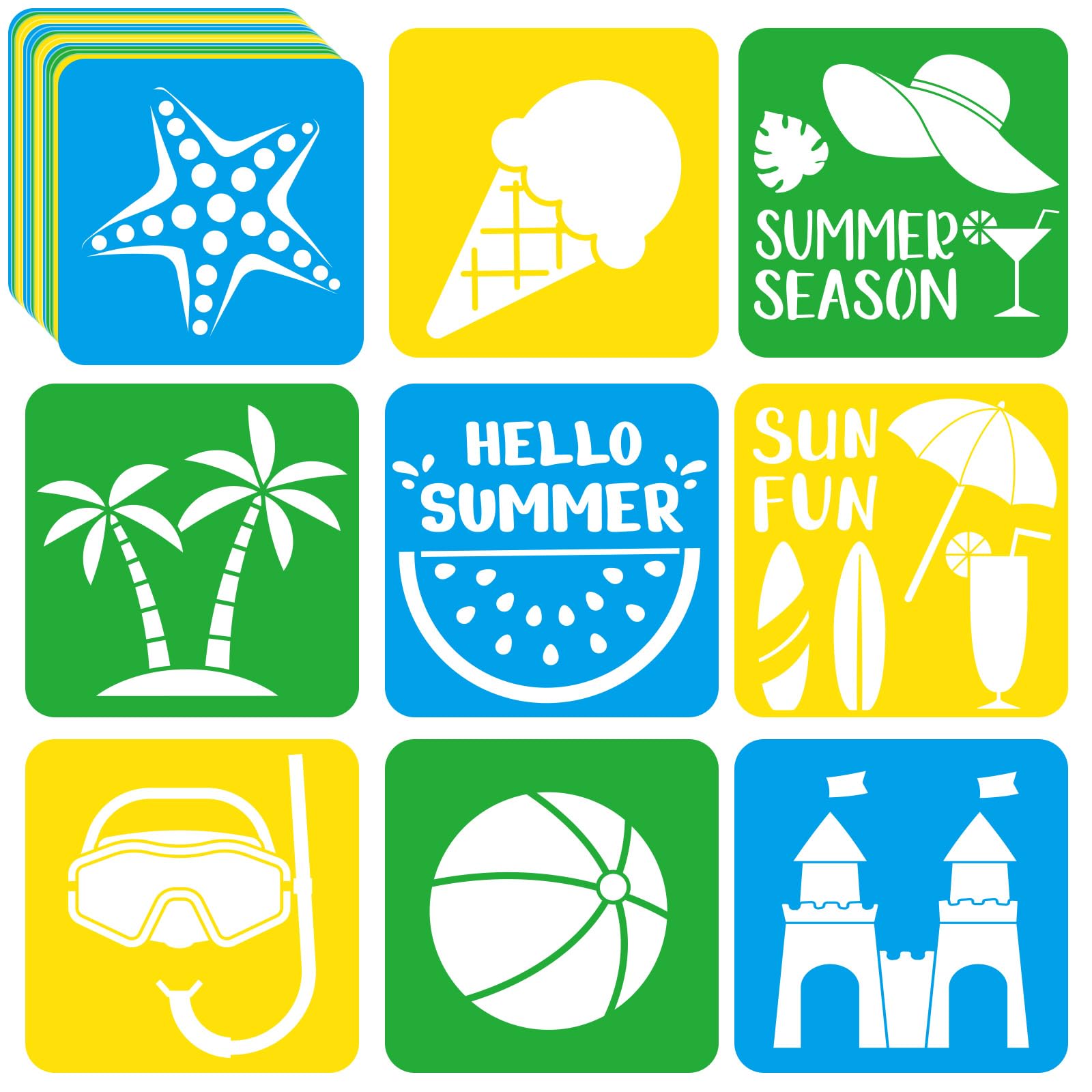 Snapklik.com : 36pcs Summer Beach Drawing Stencils For Kids 8 Inch ...