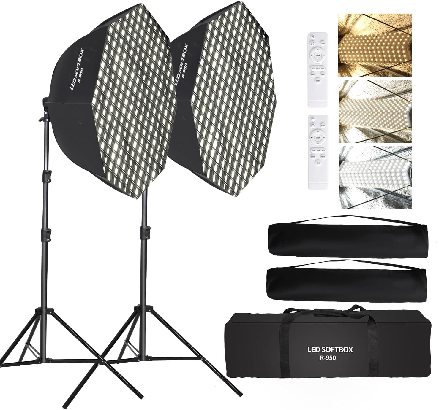 Amazon.com : GSKAIWEN 110W Octagonal Parabolic Softbox Lighting Kit, 37 ...