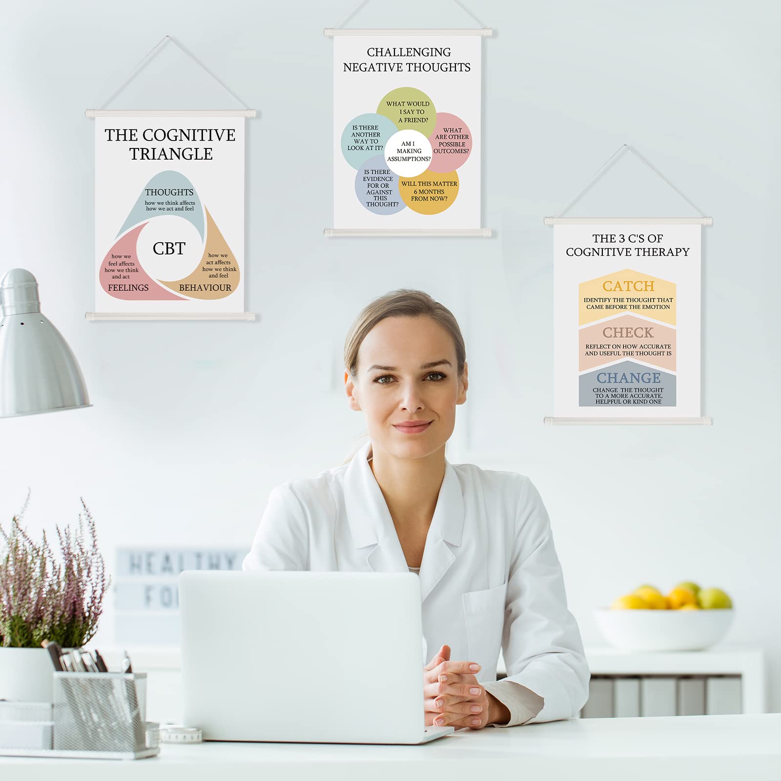 Snapklik.com : 3 Pcs Challenging Negative Thoughts Therapy Office Decor ...