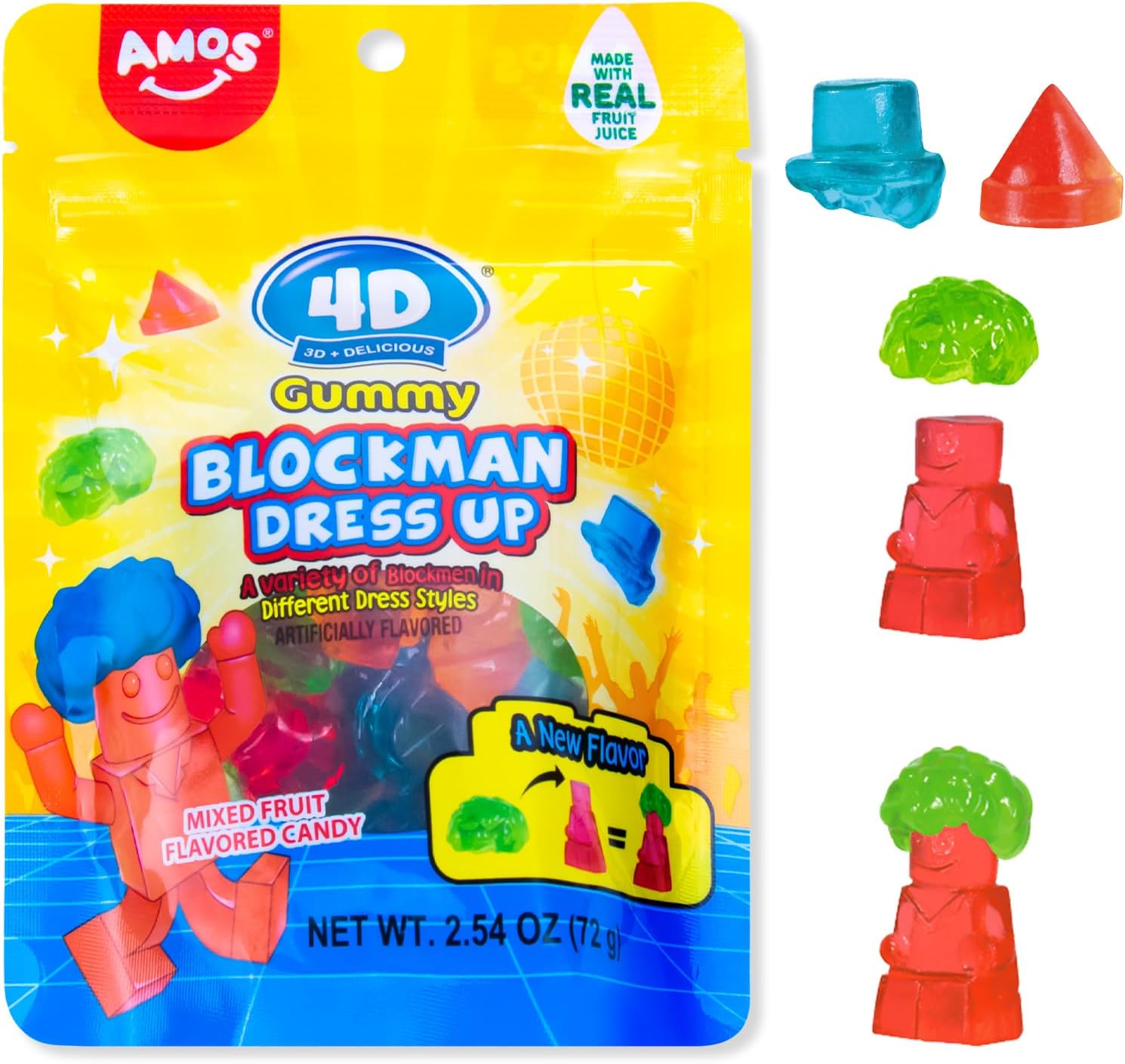 Amazon.com: AMOS 4D Gummy Candy Fruit Snacks, 3D Fruit Shaped Gummies ...