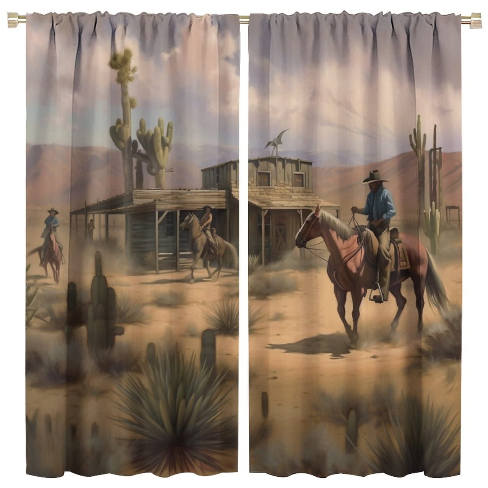 Amazon.com: Western Cowboy Decor Curtain,Vintage Farmhouse Country ...