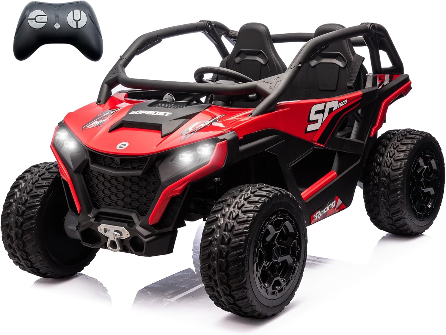 Amazon.com: sopbost XL 24V 10Ah Real 2-Seater Kids UTV 5MPH Ride On Car ...