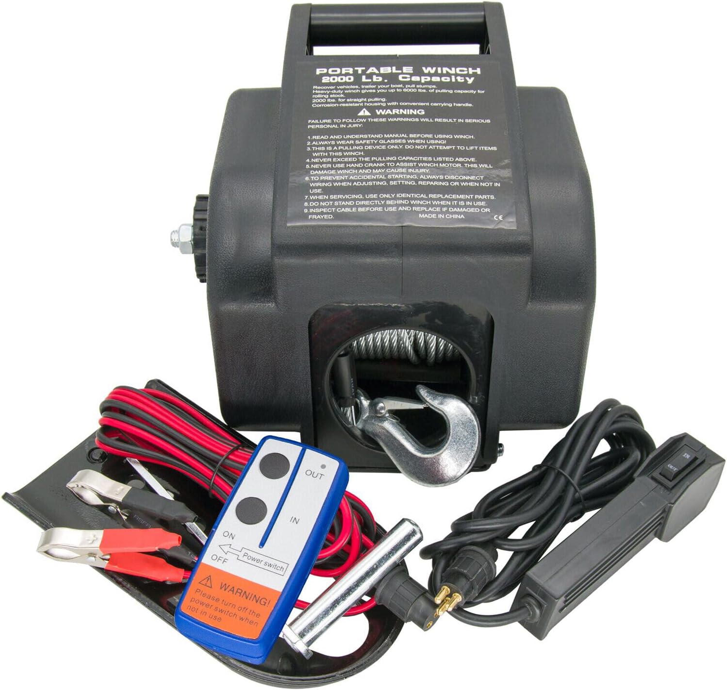 WAVEFLO 3500LBS Electric Boat Winch Portable Trailer Winch 12V Towing ...