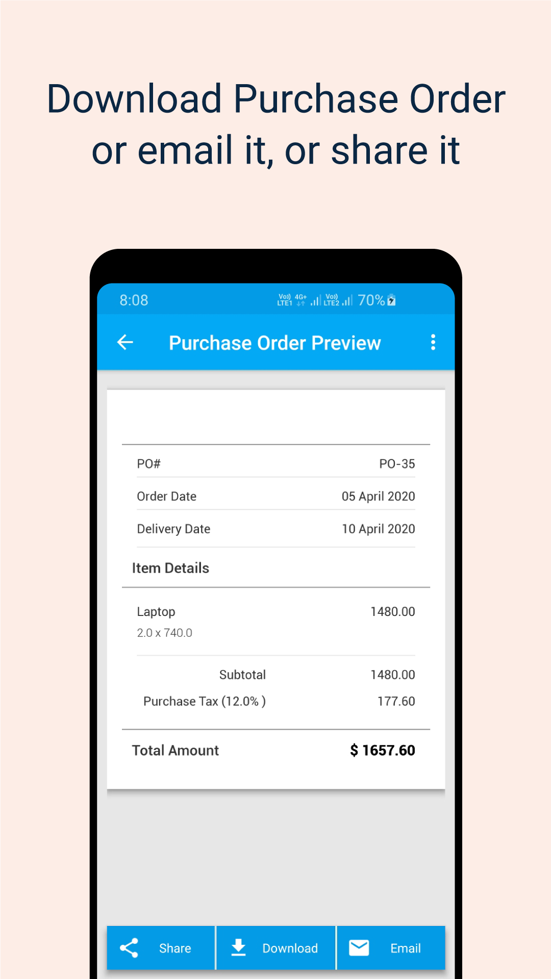 Free Purchase Order Generator:Amazon.in:Appstore for Android