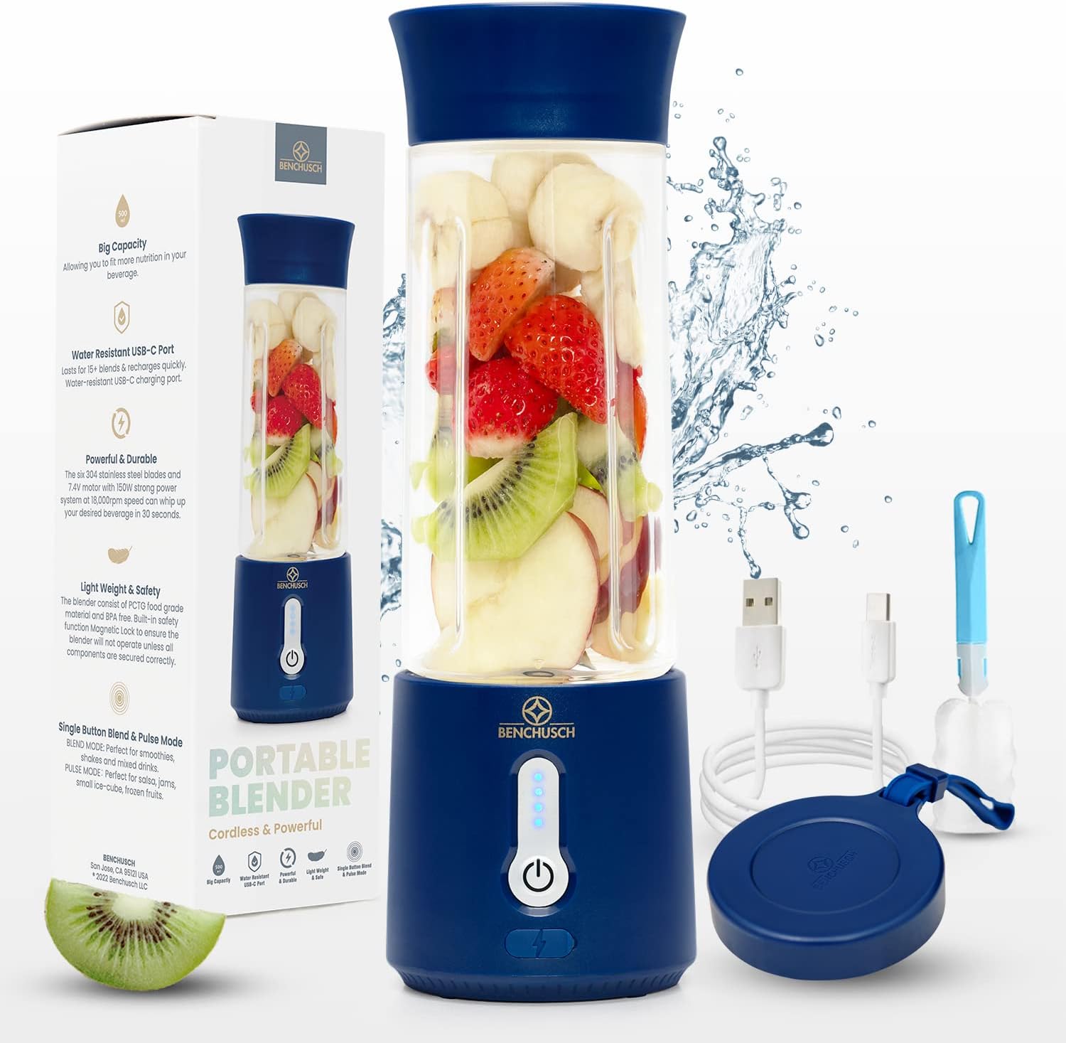 Amazon.com: Portable Blender - 18 Oz USB Rechargeable Personal Size ...