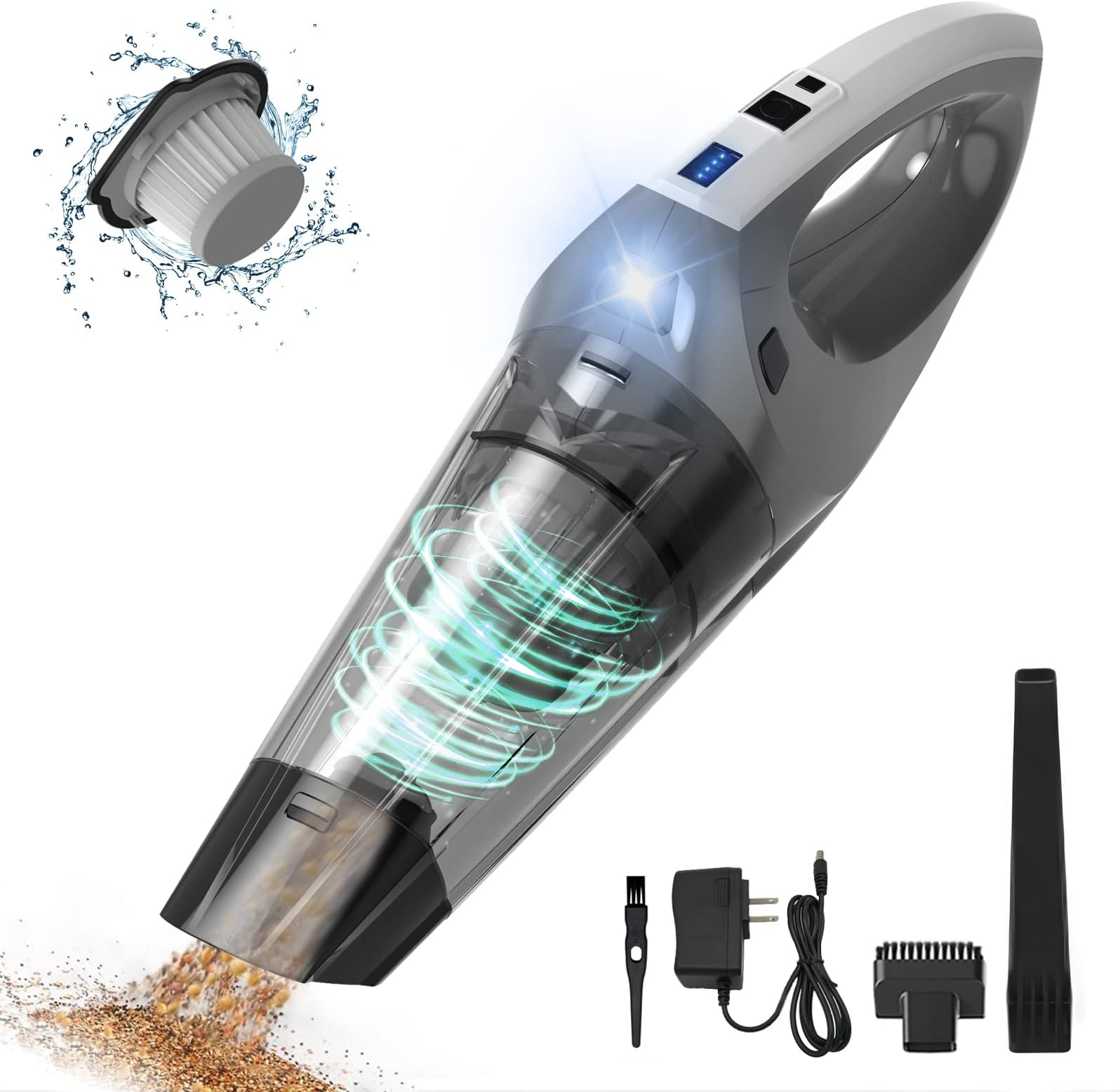 Amazon.com - Fichaiy Handheld Vacuum - Car Vacuum Cordless Rechargeable ...