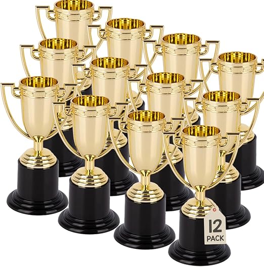 Amazon.com: ArtCreativity Gold Mini Trophies for Kids, Pack of 12 ...