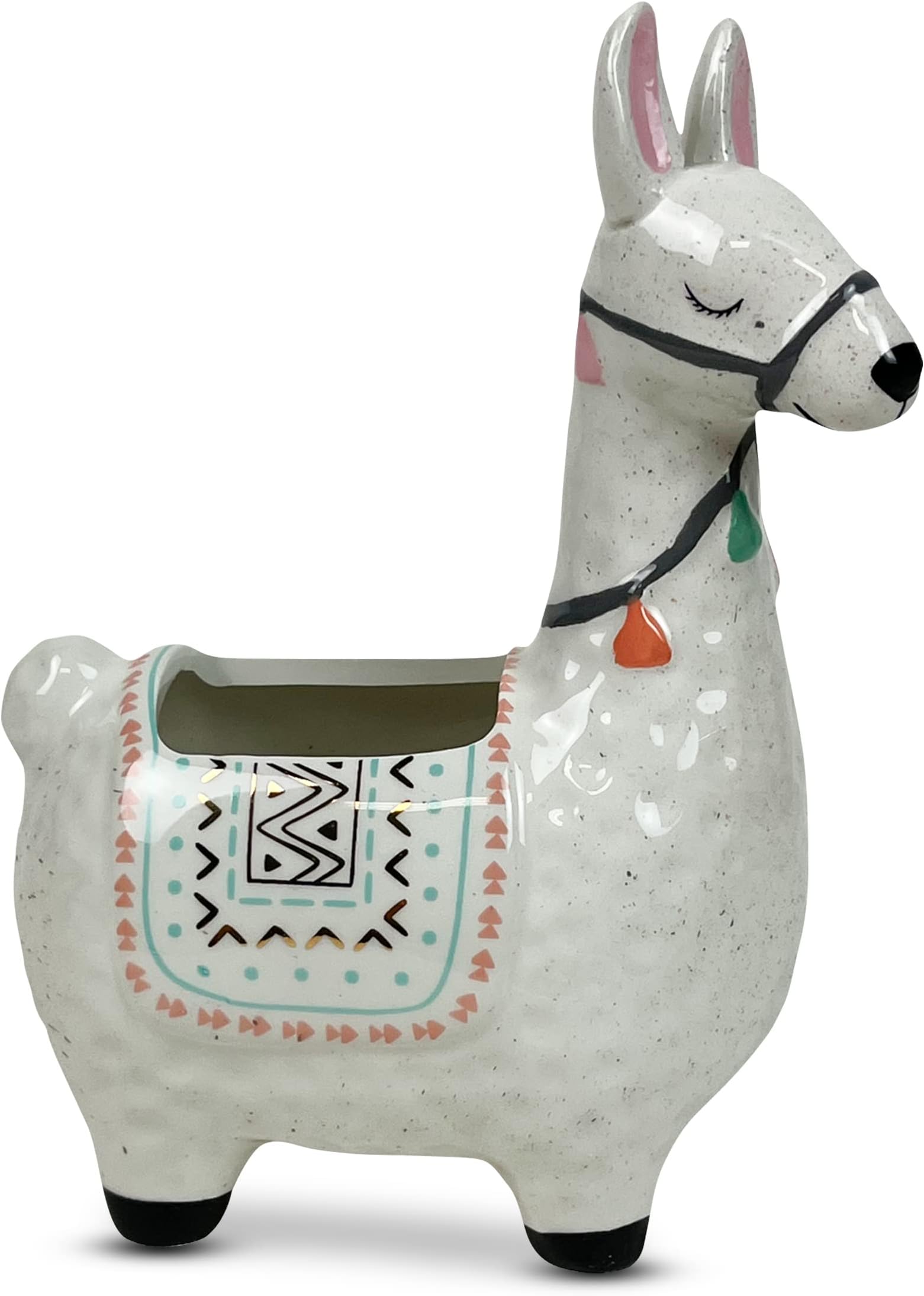 Amazon.com : Kikkerland Lloyd The Llama Ceramic Cute Animal Planter ...