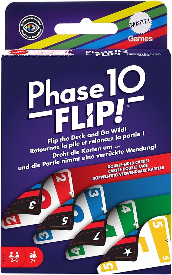 Amazon.com: Mattel Games Phase 10 Flip Card Game, Family Card Game with ...