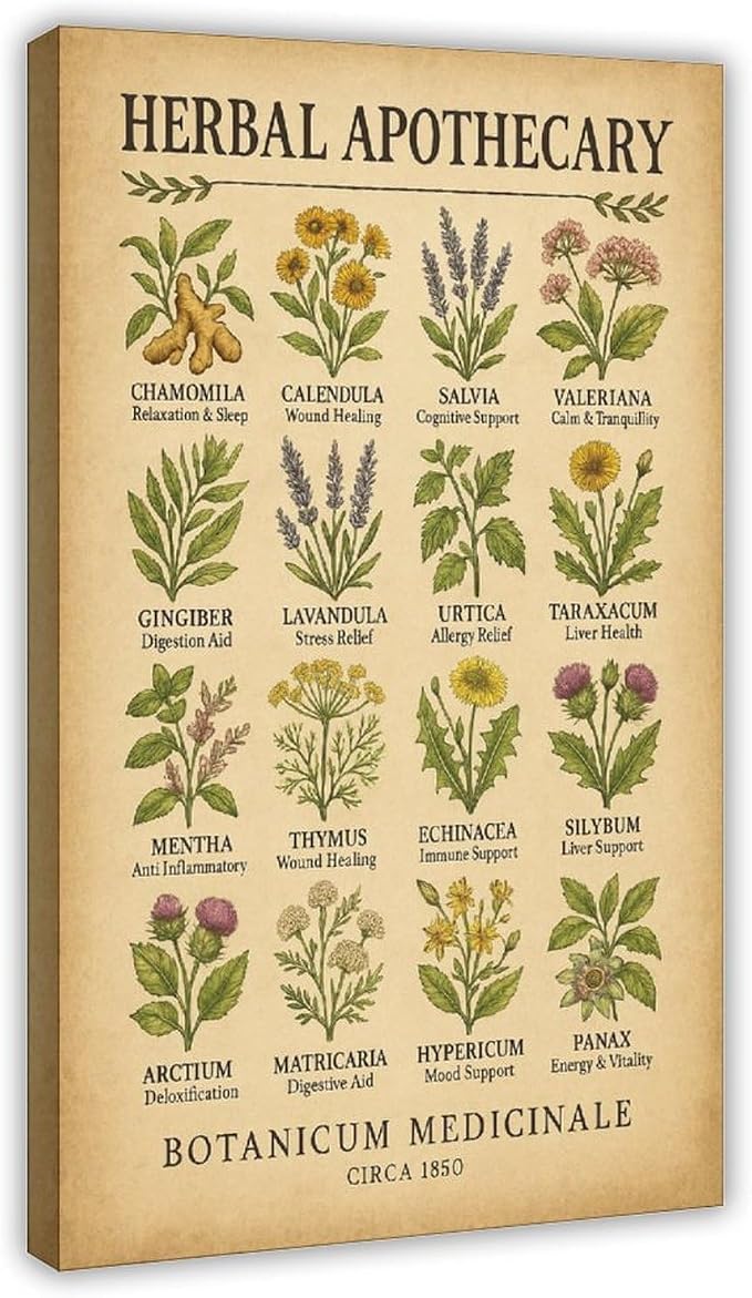 Amazon.com: Herbal Apothecary Chart – Vintage Botanical Medicine Poster ...