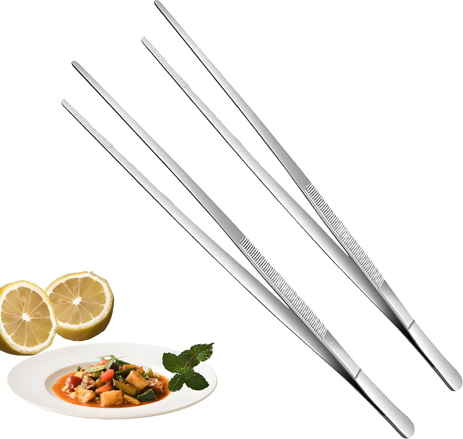 12 Inch Stainless Steel Kitchen Tweezers, Cooking Tweezers Tongs ...