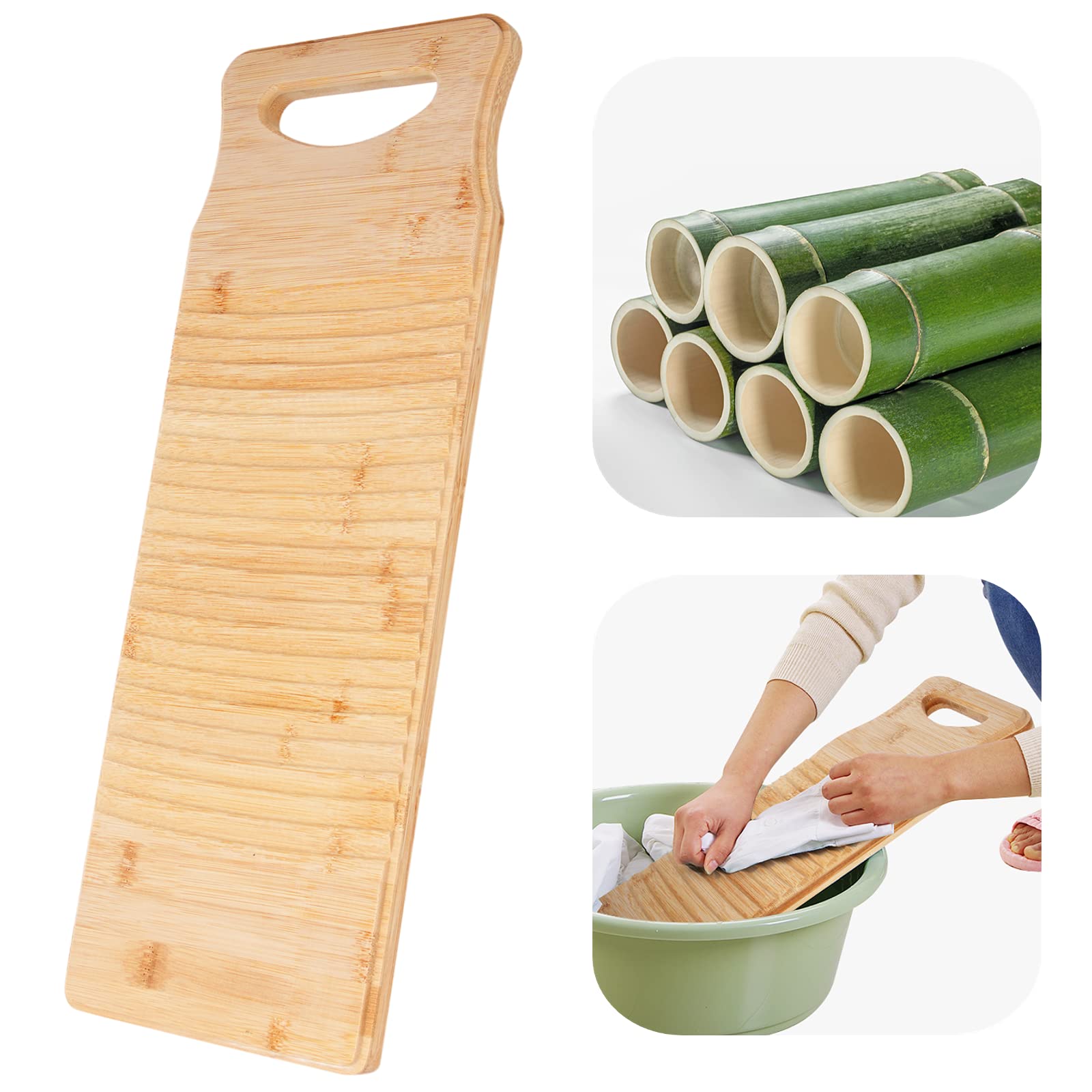 Bamboo Wooden Washboard for Hand Washing Clothes Anti-slip Laundry ...