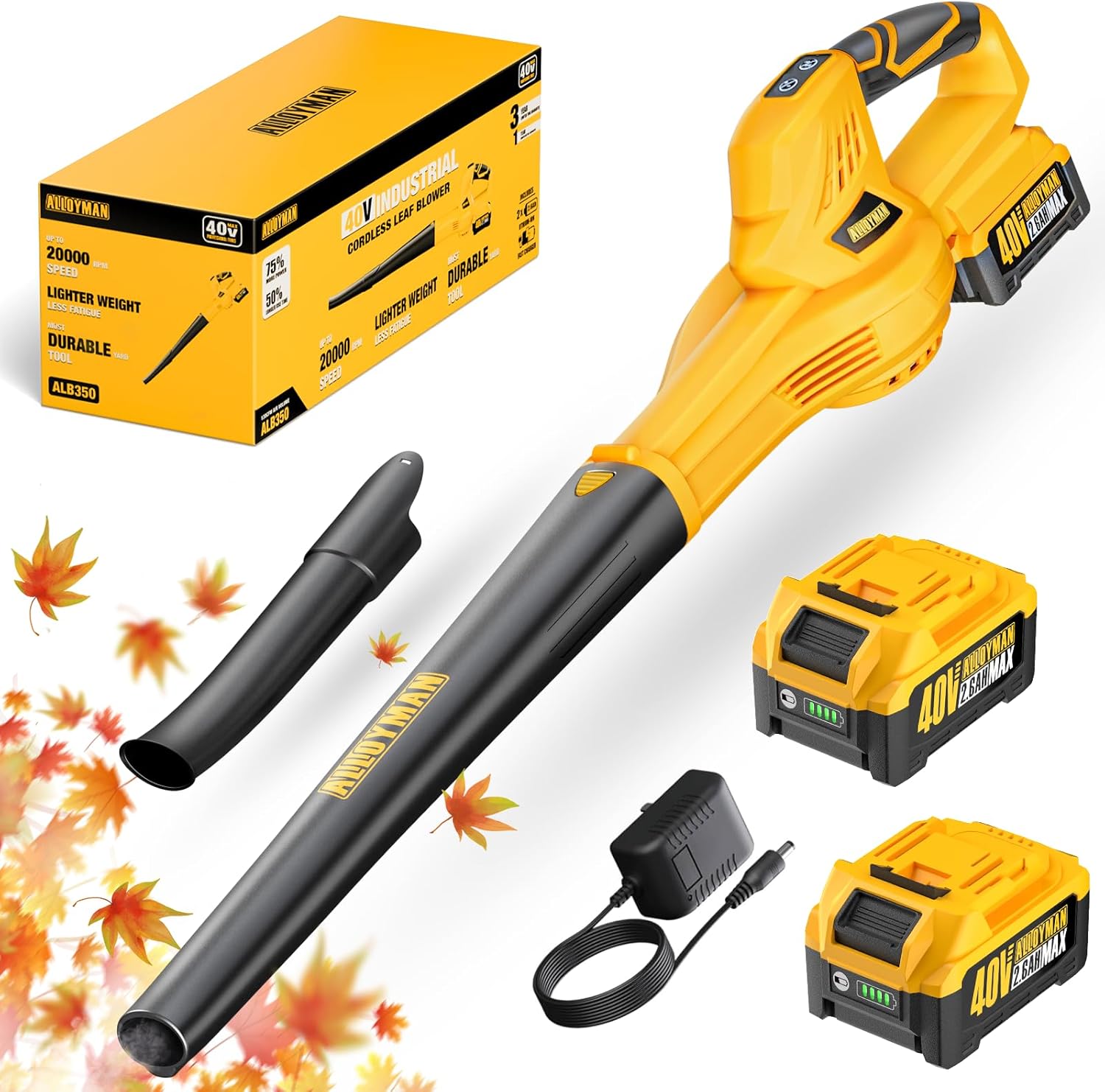 Amazon.com: Alloyman 40V Max Cordless Leaf Blower, 130CFM150MPH ...