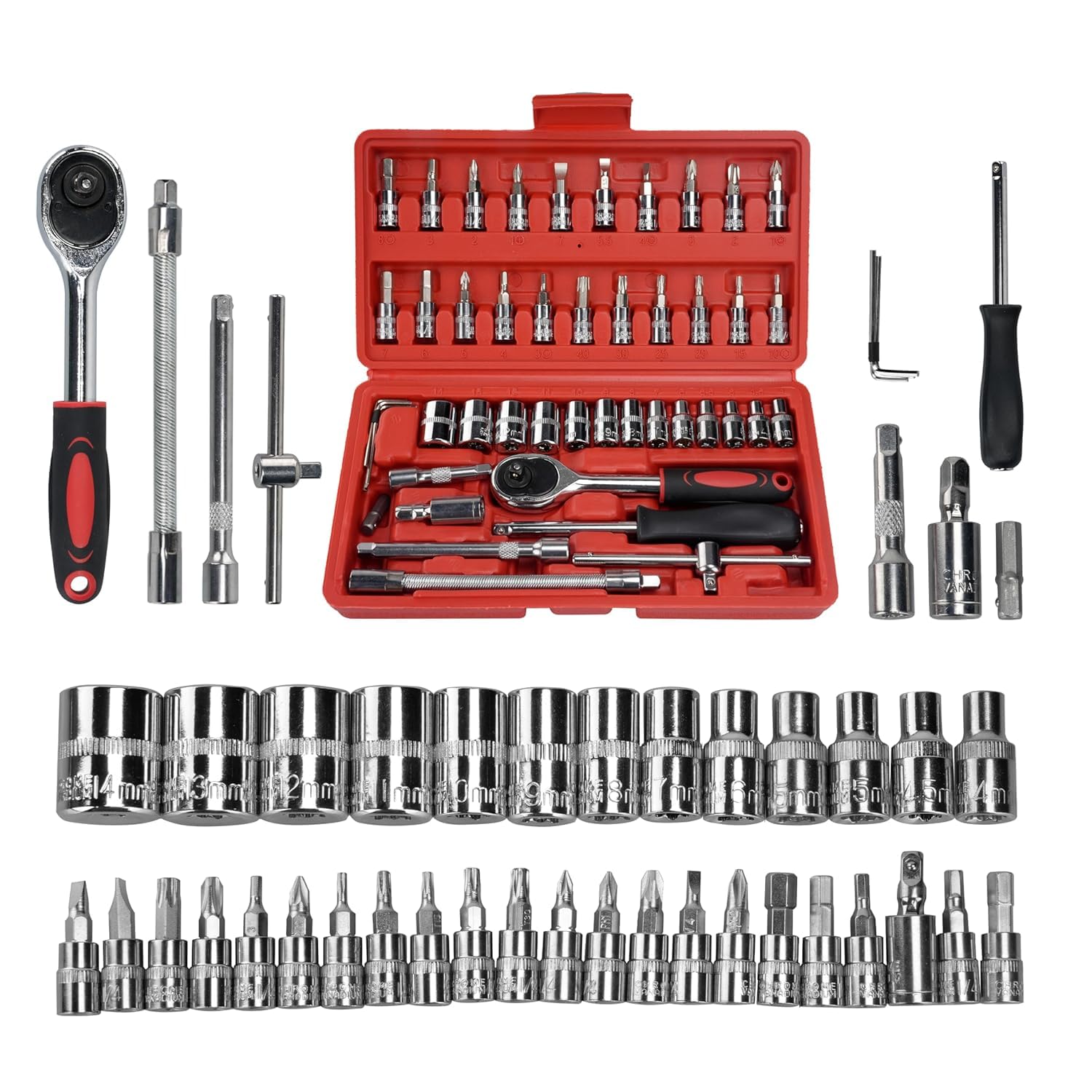 ENON Hand Tool Kit (46 Pcs) Household|1/4 Inches Drive Socket ...