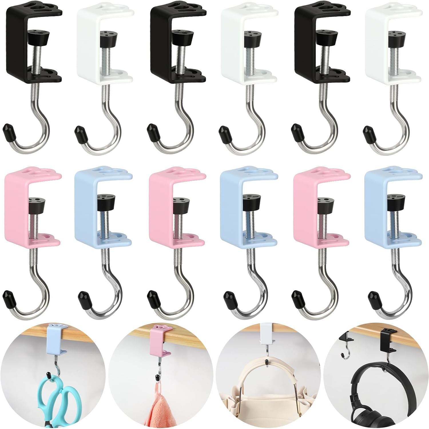 Amazon.com: VZZNN 12 Pack Purse Hook for Table Heavy Duty Non-Slip ...