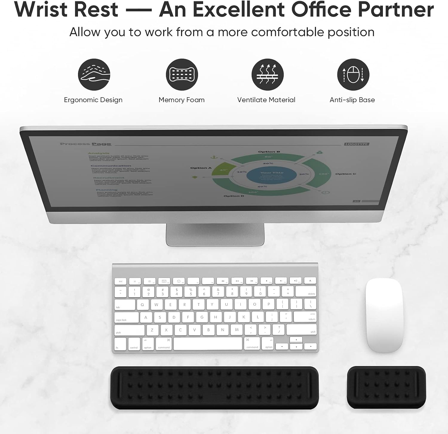 TOSFFICE Keyboard Wrist Rest, Keyboard Rest with Wrist Support Black ...
