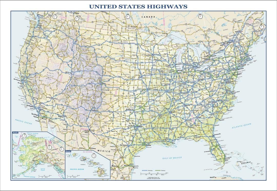 Amazon.com : USA Interstate Highways Wall Map - 22.75" x 15.5" Matte ...