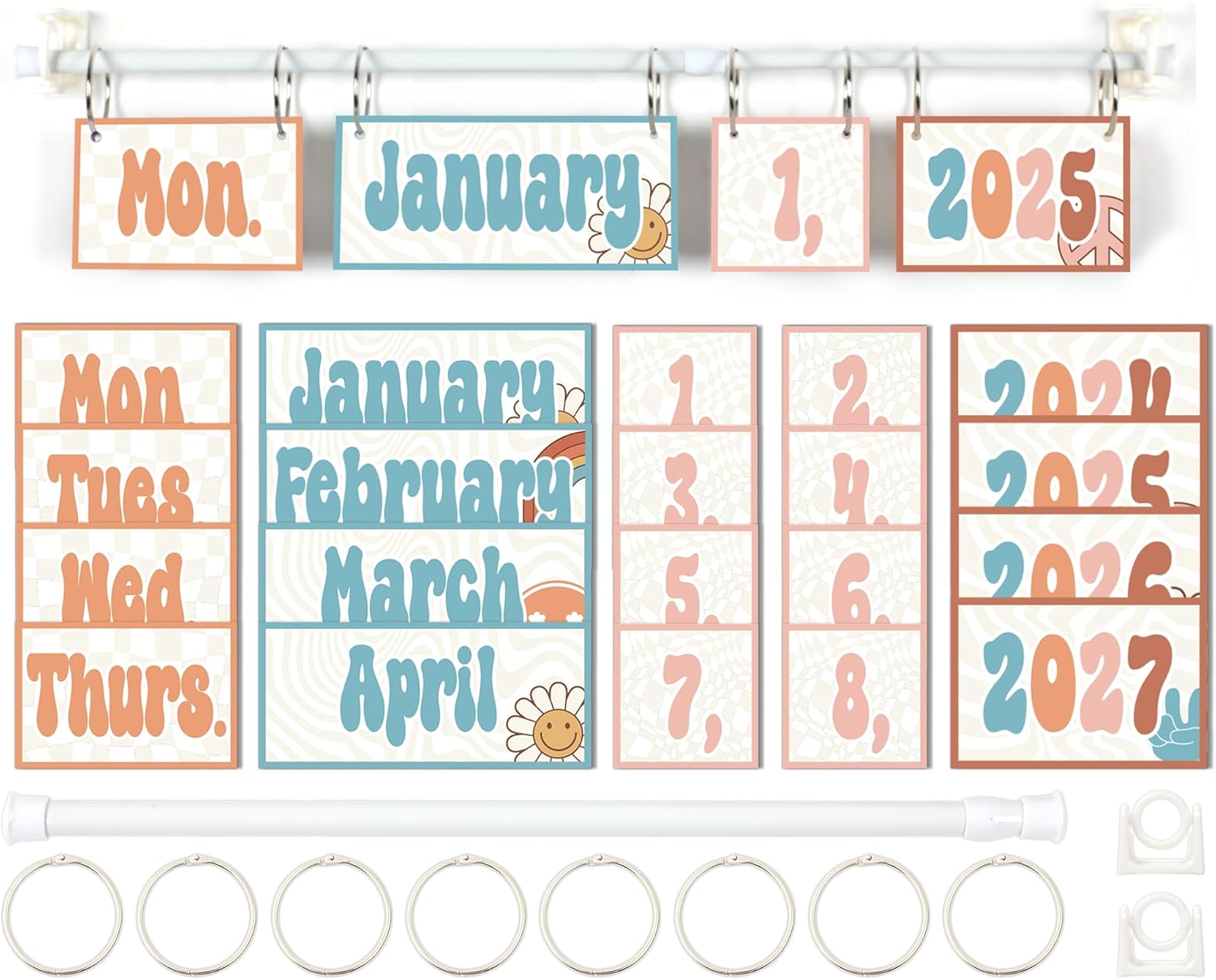 Amazon.com: Groovy Calendar Bulletin Board Retro Hippie Flip Calendar ...