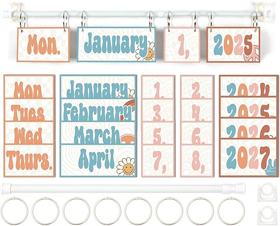 Amazon.com: Groovy Calendar Bulletin Board Retro Hippie Flip Calendar ...