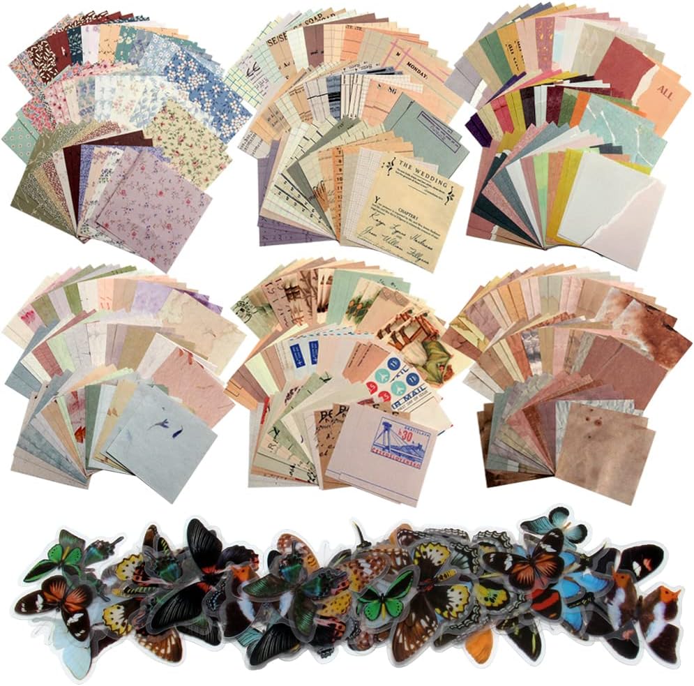 YouMen 420Pcs Vintage Scrapbook Paper Sticker Supplies 360 Sheets ...