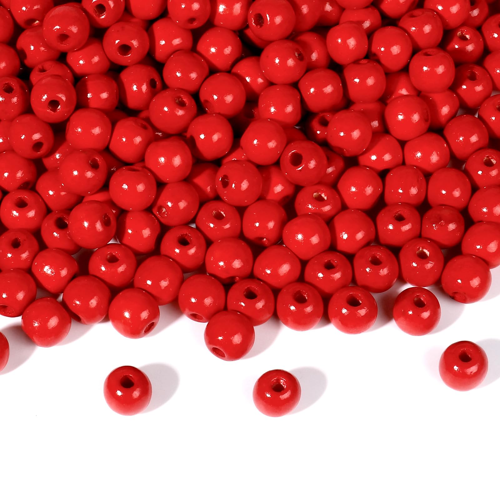 Amazon.com: [400PCS] Red Wooden Beads, 16mm Large Round Red Painted ...