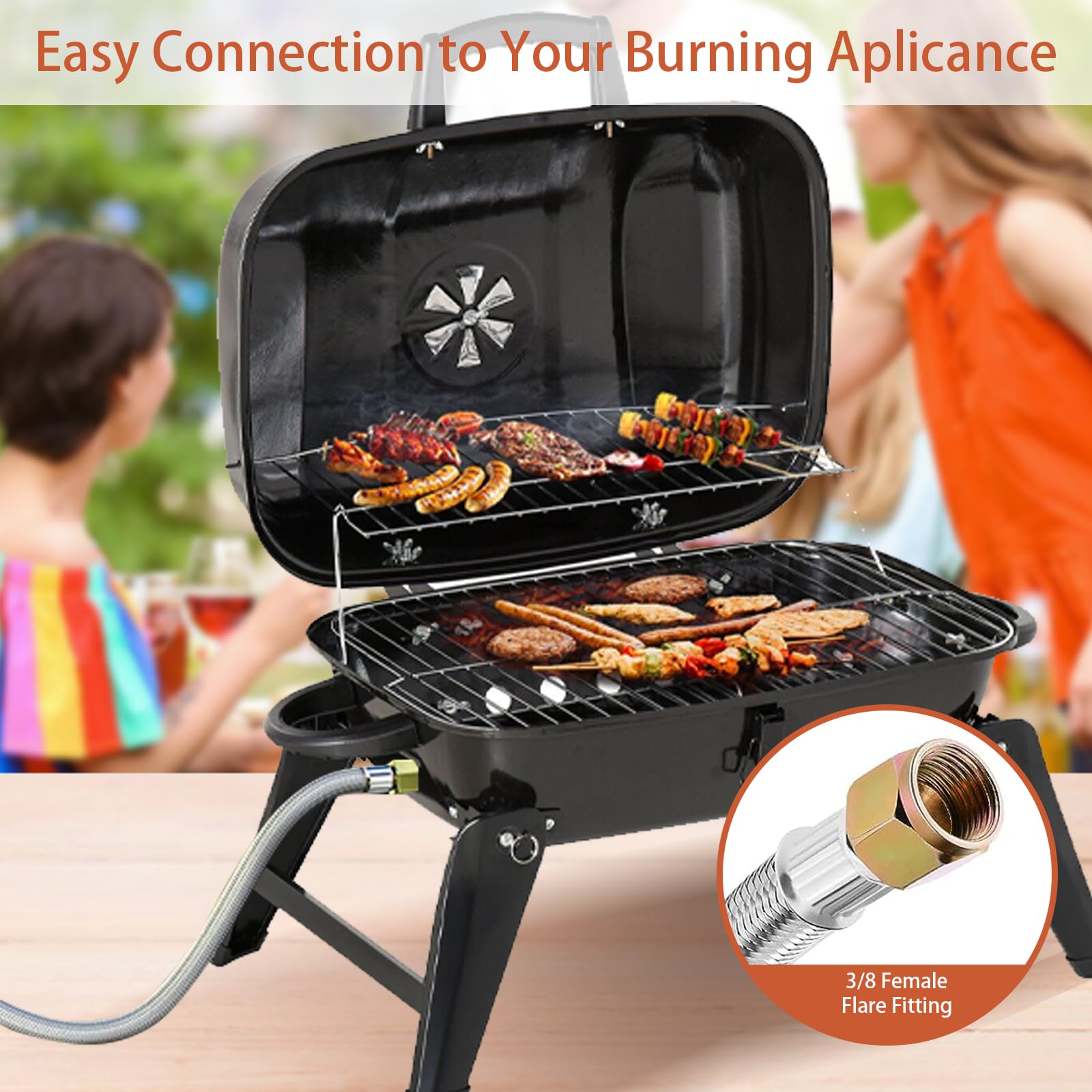 Snapklik.com : 24 FT Propane Hose Extension-High Pressure Braided Gas ...