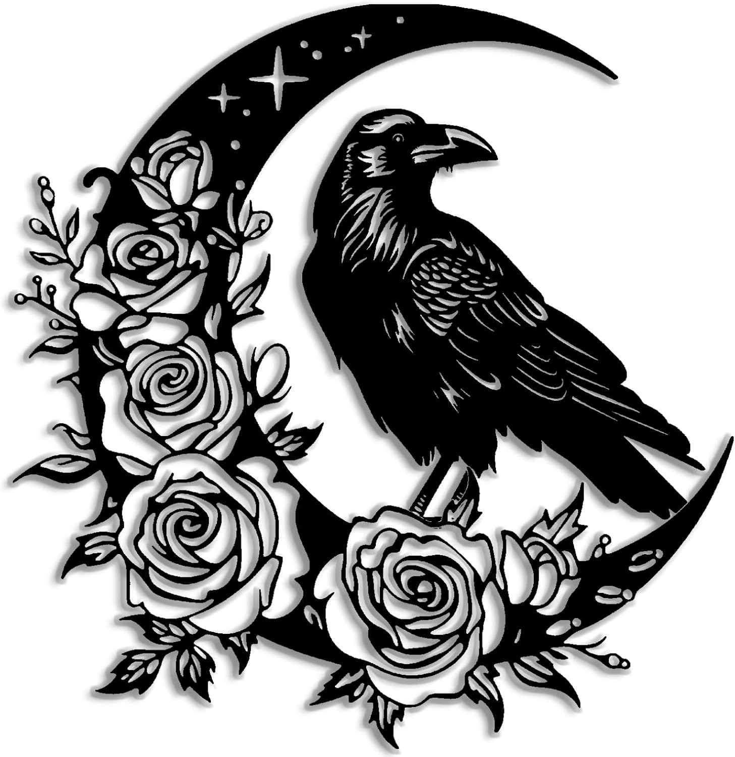 Amazon.com: Ke Ji Yu Hen Huo Moon Raven Metal Wall Art | Moon Raven ...