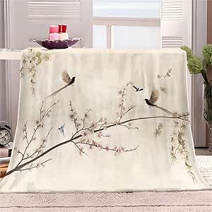 Amazon.com: Chinese Style Painting Flowers and Birds Throw Blanket Full ...