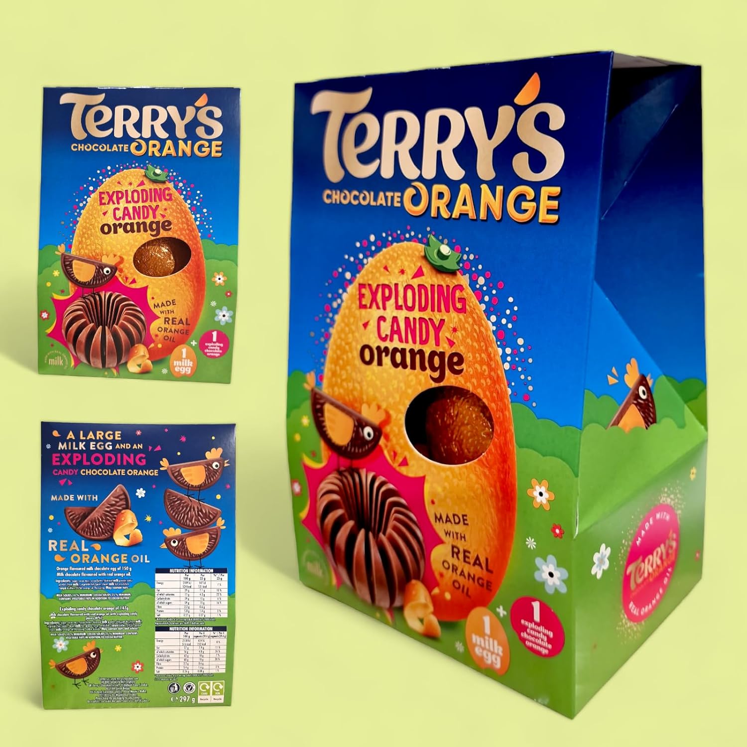 2 x Terry's Chocolate Orange Exploding Candy Easter Egg 297g (Large ...