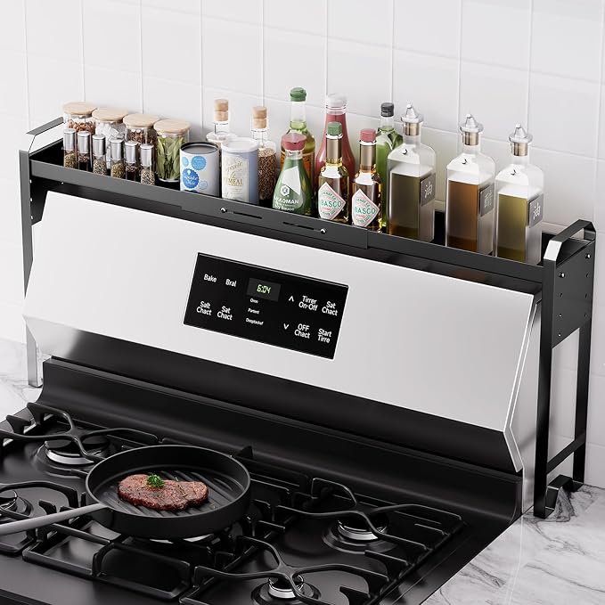 Amazon.com: Kitchen Spice Rack Over The Stove, Shelf for Back of Stove ...