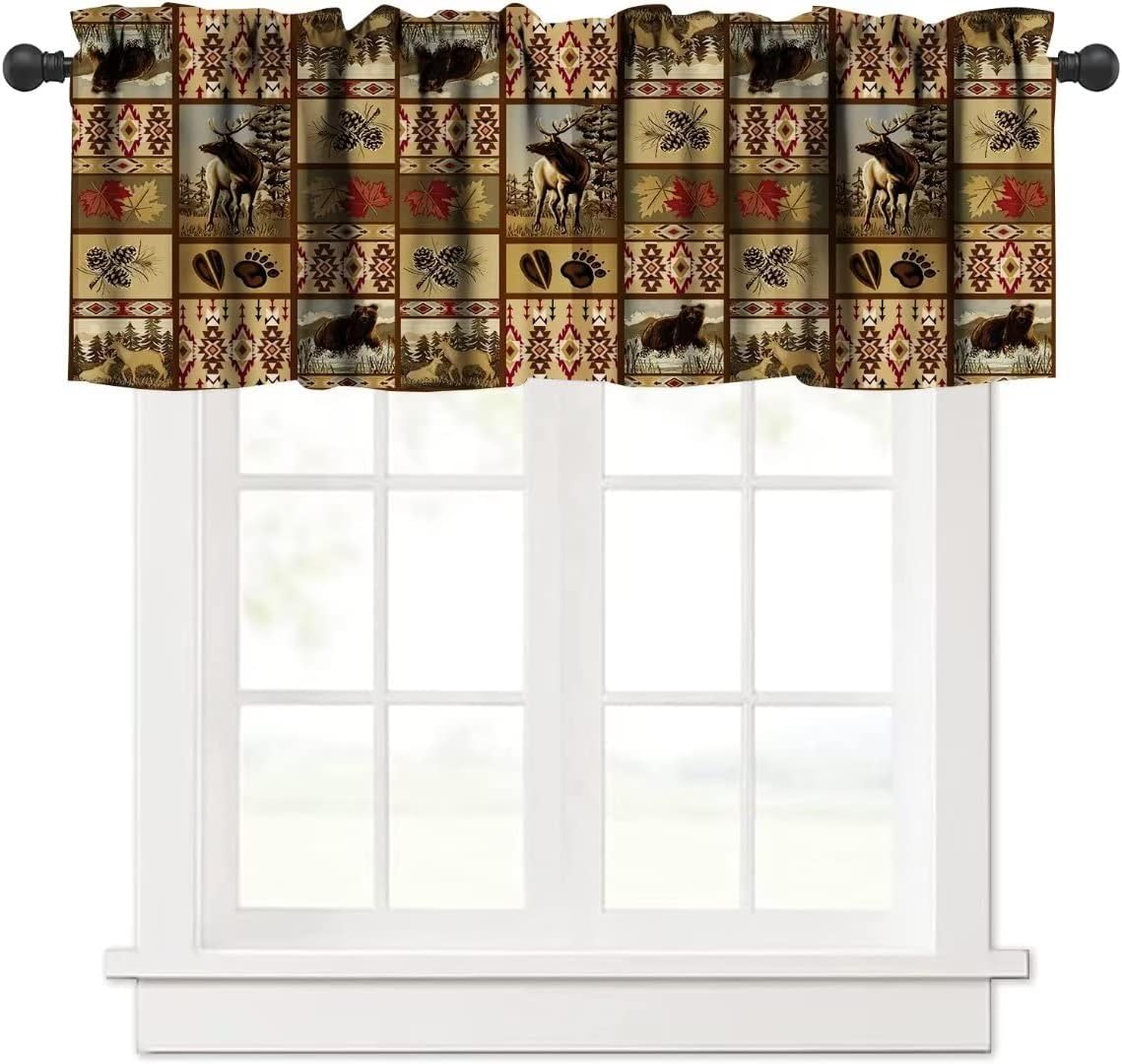 Amazon.com: Rustic Moose Deer Bear Valance, Retro Rustic Vintage Bear ...