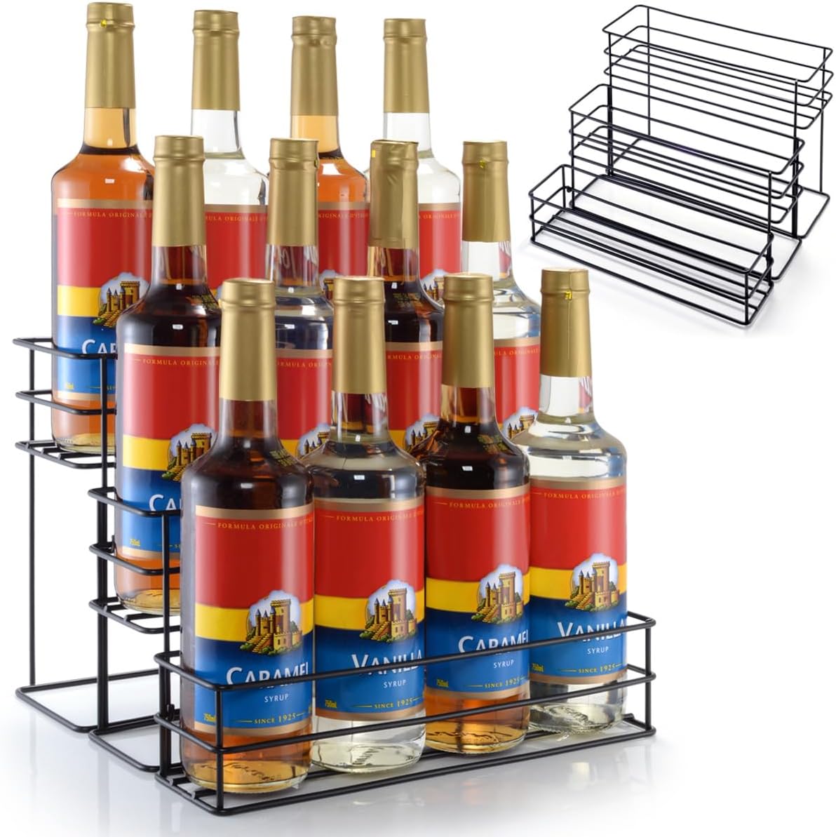 Amazon.com: Coffee Syrup Organizer 2 Tier Syrup Bottle Holder Rack for ...