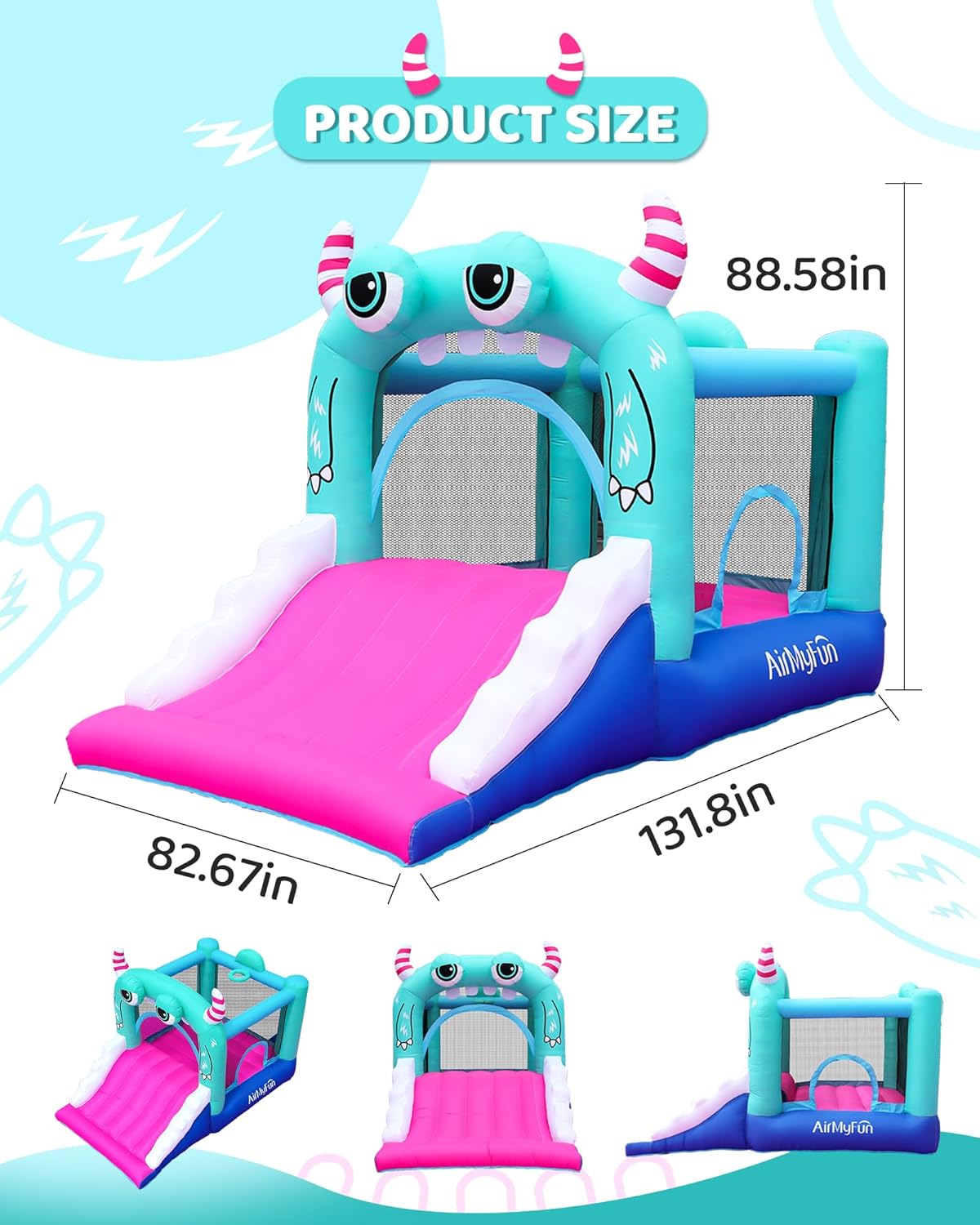 AirMyFun Casa inflable de rebote para niños, tobogán ancho y salto ...