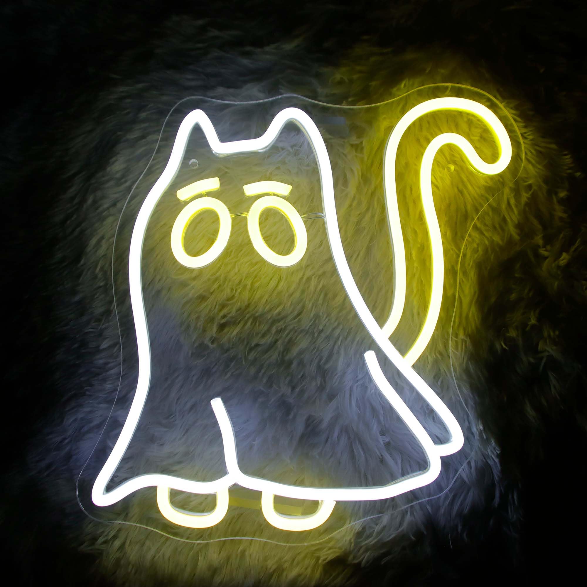 Halloween LED Sign Ghost Cat Neon Sign - Cute Spooky LED Light For ...