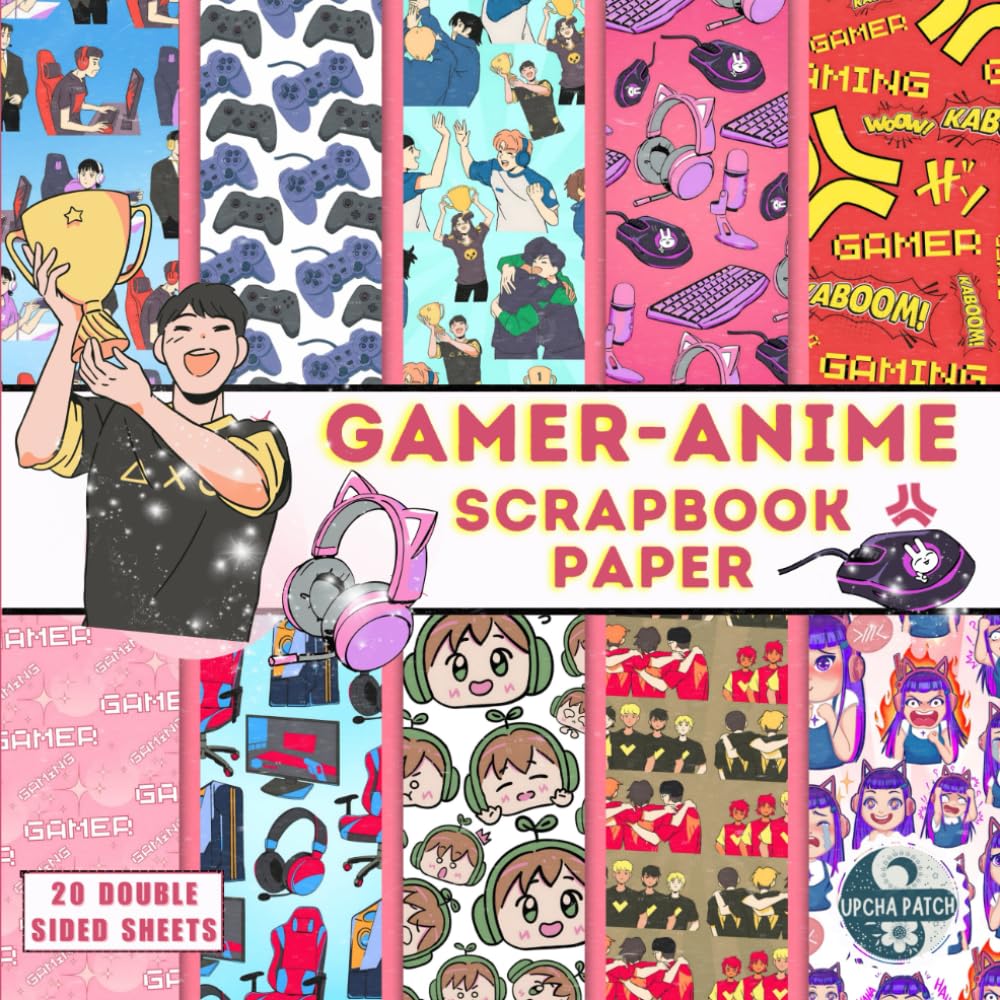 Gamer-anime scrapbook paper, 20 Double Sided Sheets: Versatile ...