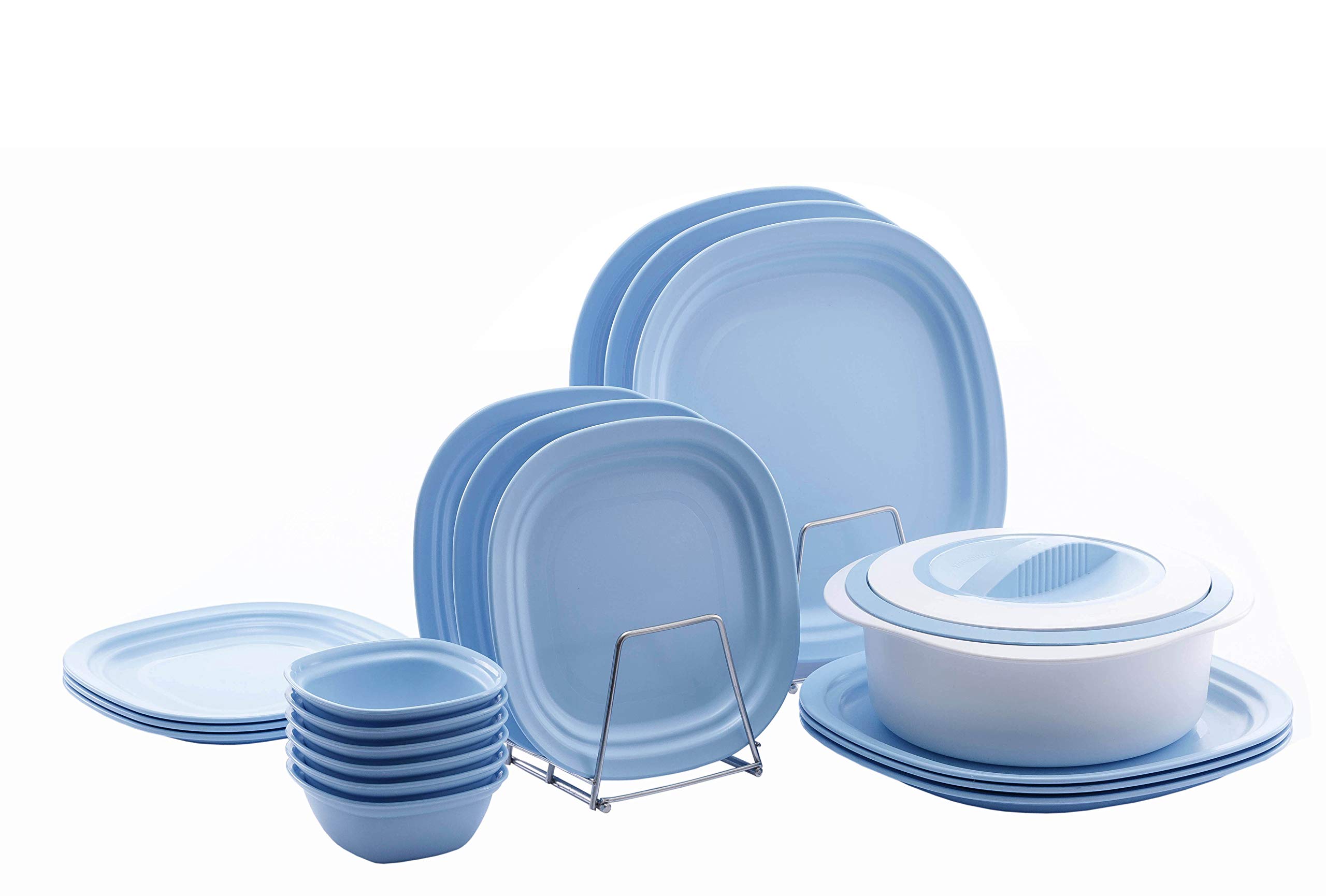 Varmora Polypropylene Dinner Set, Blue, 21 Pieces : Amazon.in: Home ...