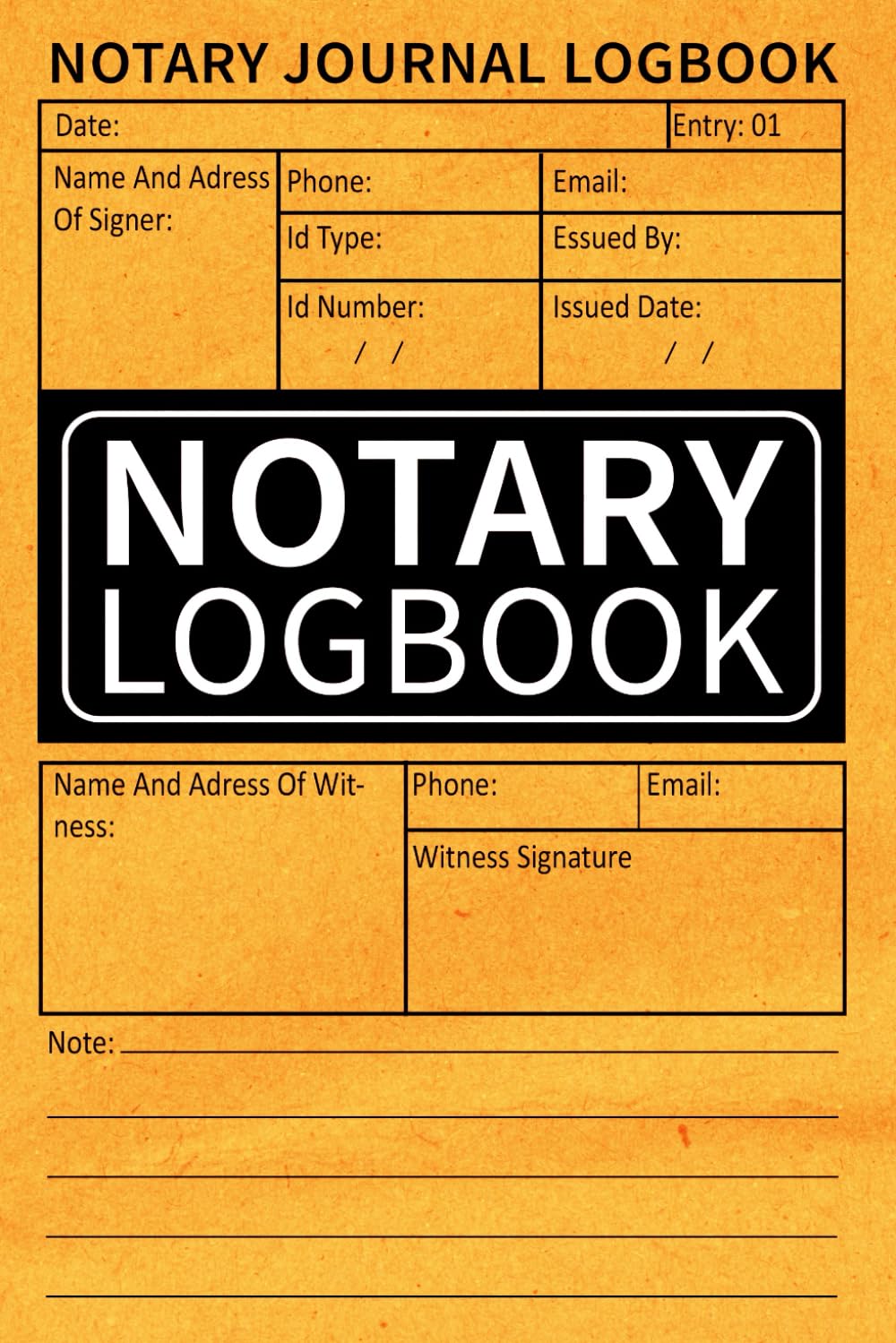 Notary Log Book: One Entry Per Page Notary Public Logbook To Record ...