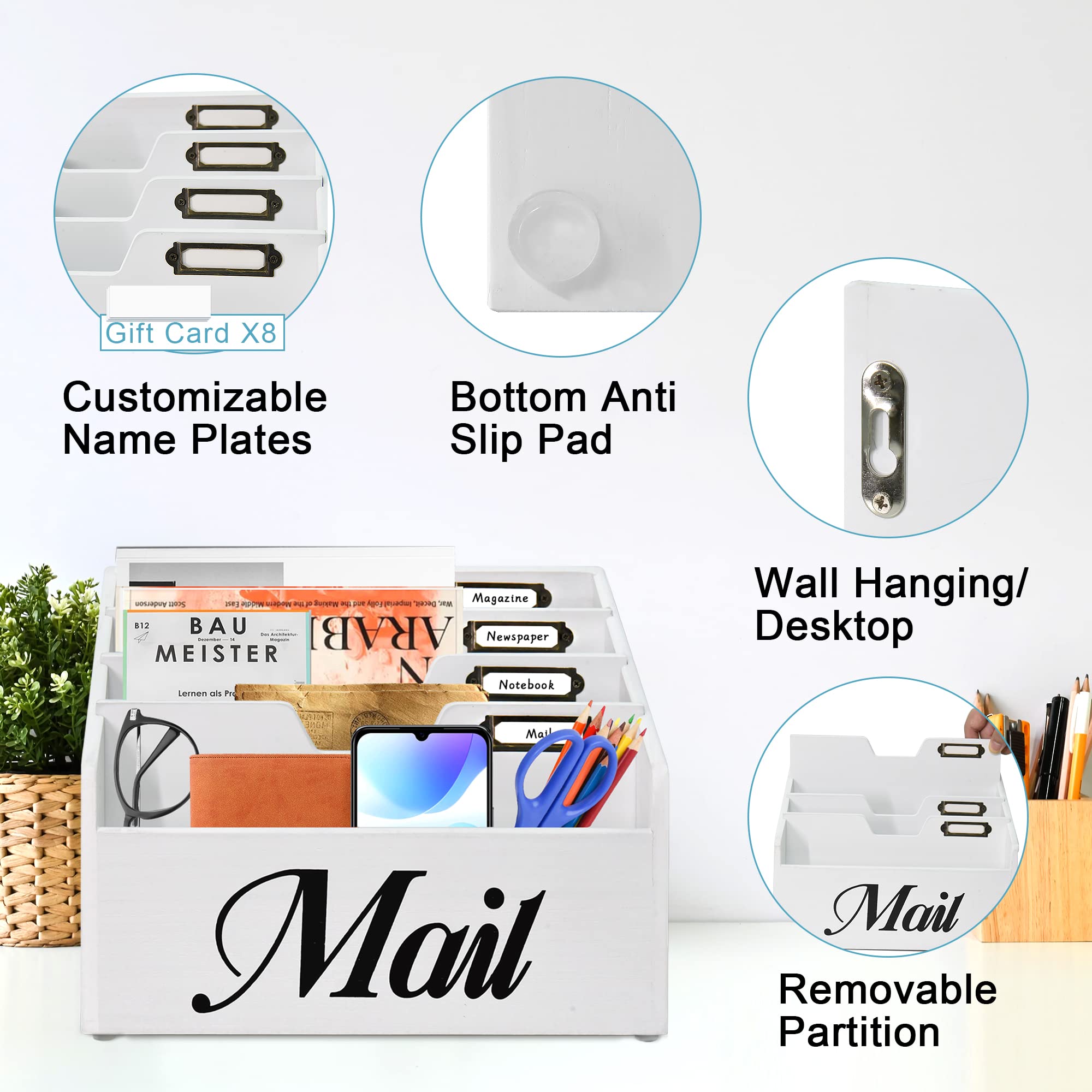 Snapklik.com : PICKKROSS Rustic Mail Organizer For Desk, Mail Holder ...