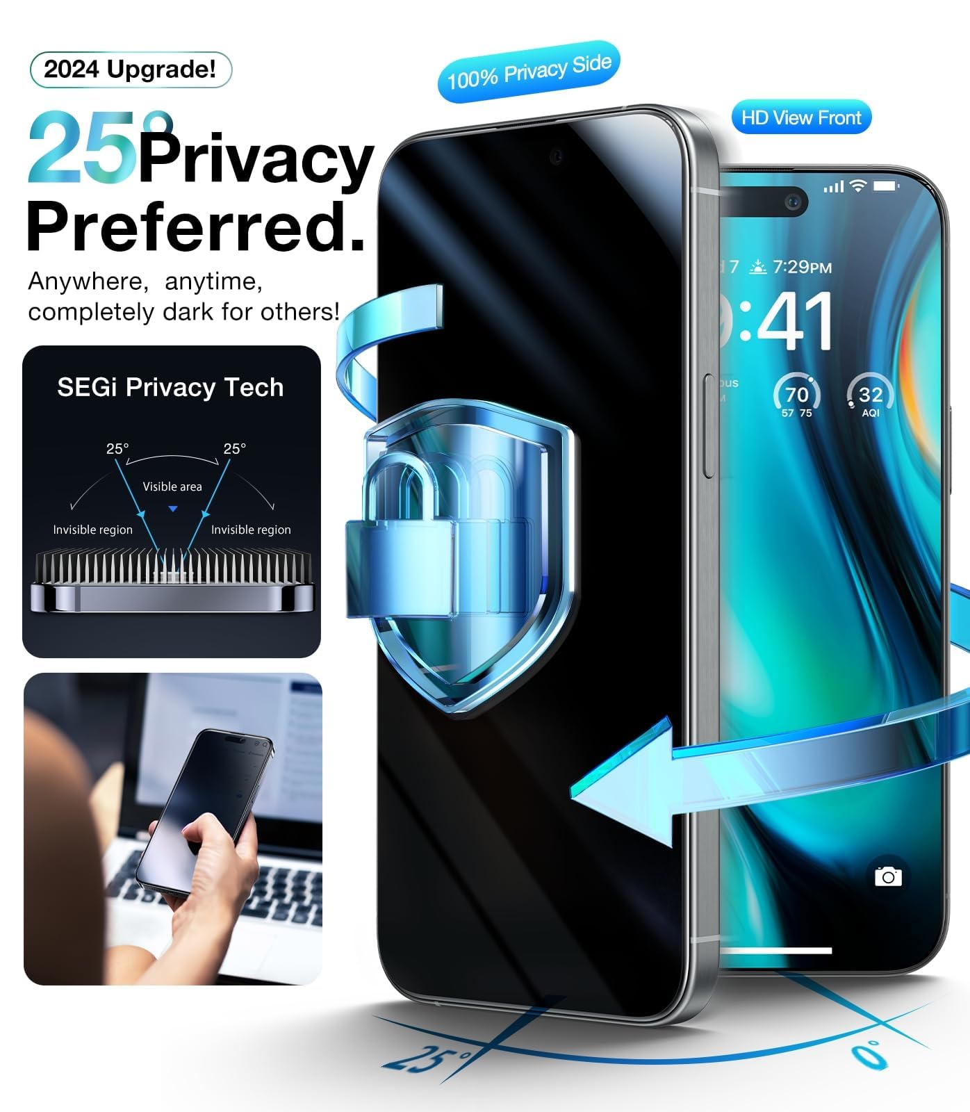 Snapklik.com : Ultra Top 9H+ Glass For iPhone 15 Pro Privacy Screen ...