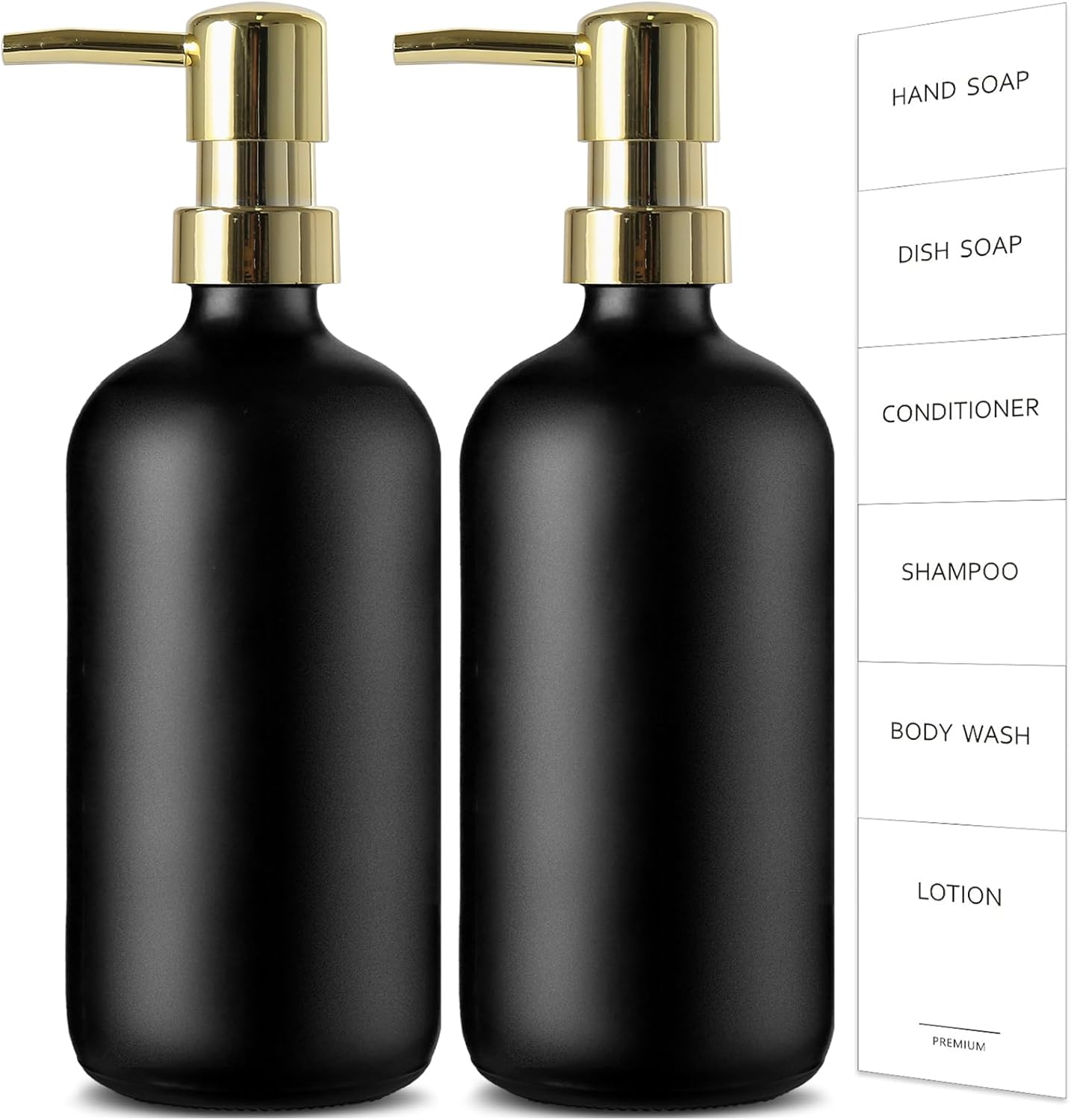 Amazon.com: GMISUN Gold Soap Dispenser, 2 Pack Matte Black Glass ...