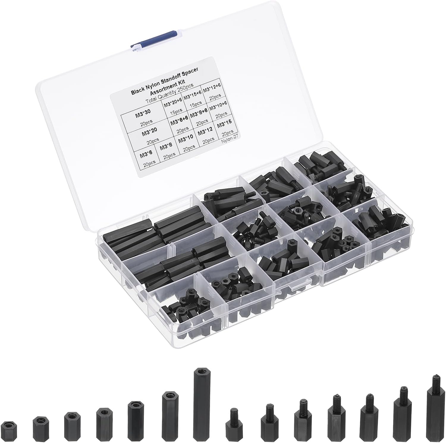 Amazon.com: PATIKIL M3 Male Female Nylon Hex Spacer Standoff Kit ...