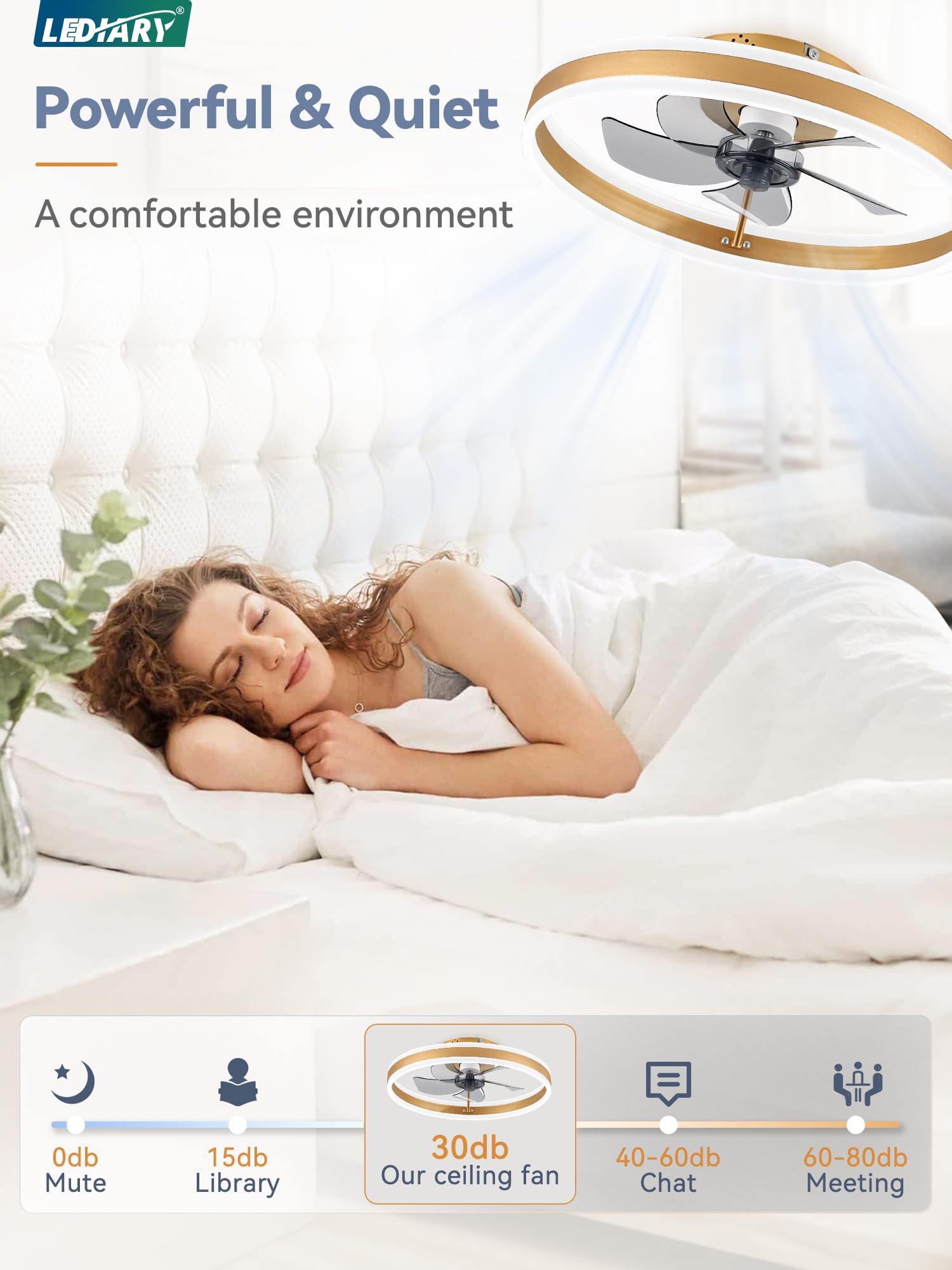 Snapklik.com : LEDIARY Low Profile Ceiling Fans