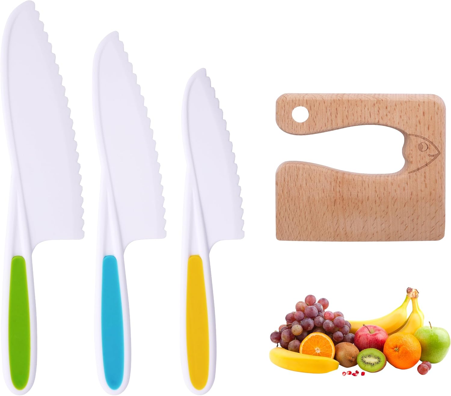 Amazon.com: 4 Pcs Kids Safe Knife Set for Real Cooking, Toddler Knife ...