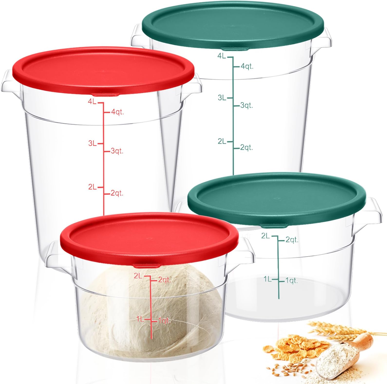Amazon.com: Suclain 4 Set 6 Quart 4 Qt Round Food Storage Containers ...