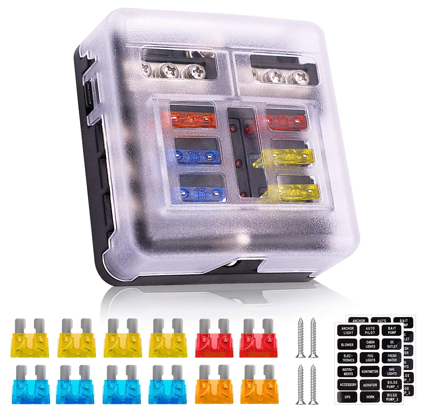 SOYOND Waterproof Fuse Block,fuse Box With Led Indicator Damp-proof ...
