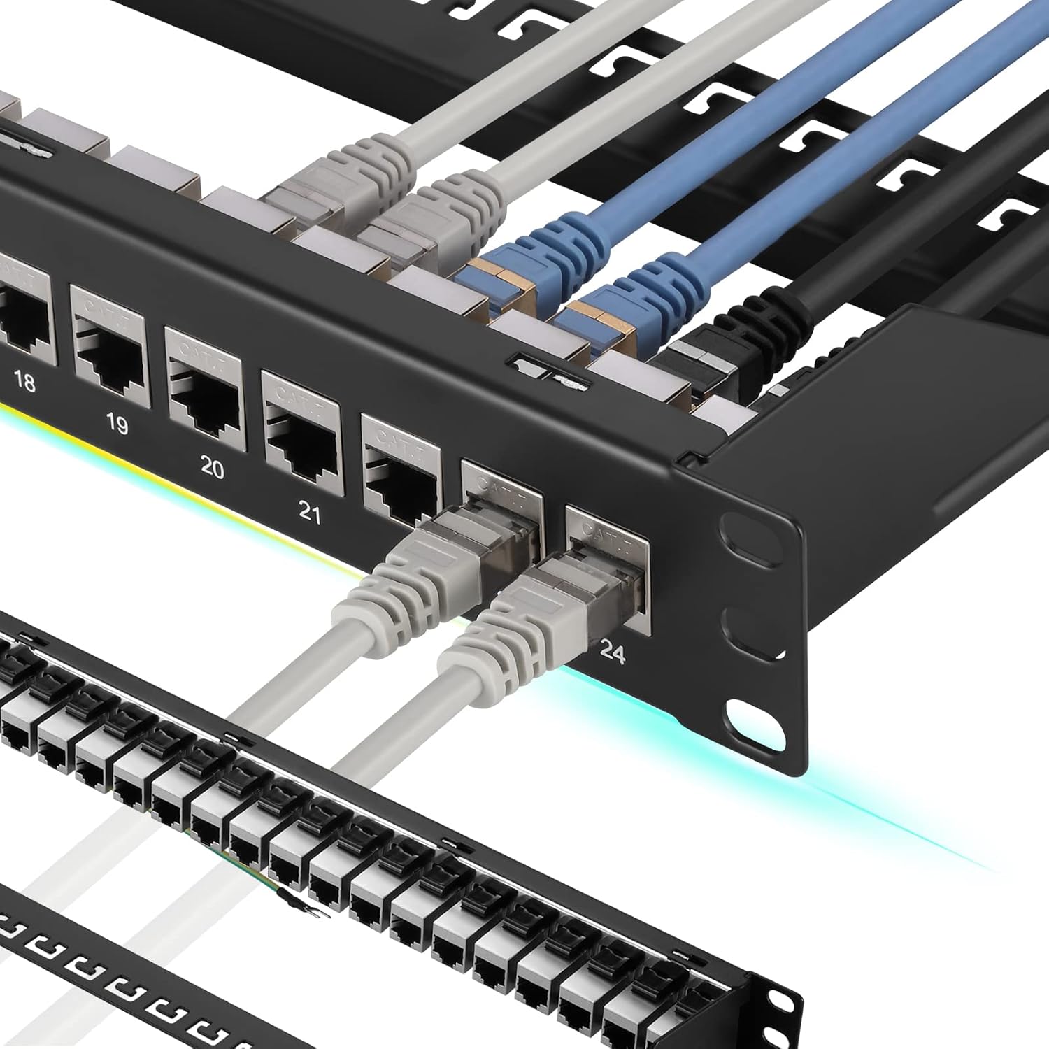 Amazon.co.jp: Rapink Patch Panel 24 Ports Cat7 Inline Keystone 10G ...