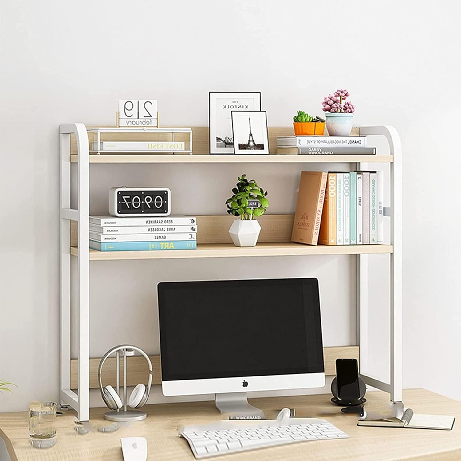 Amazon.com: Desktop Bookshelf for Computer Desk - 2-Tier Desktop ...